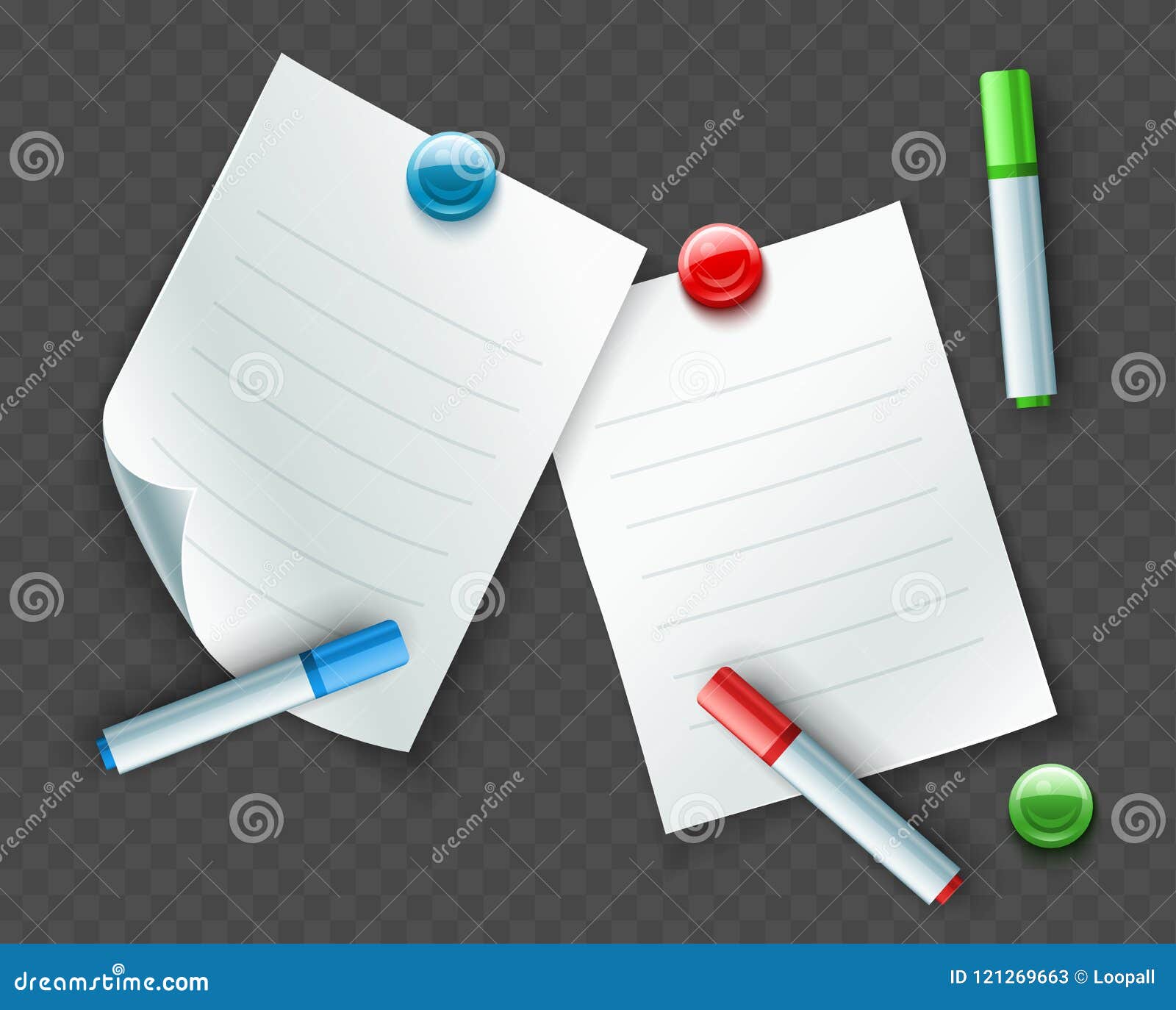 Paper Sheets for Notes and Messages with Markers Stock Vector ...