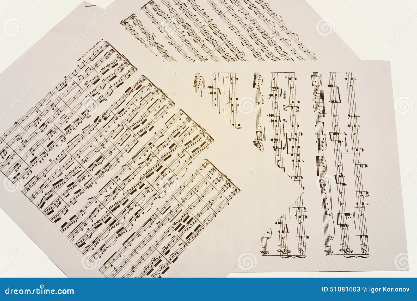 Paper Sheets with Old Musical Notes Stock Image - Image of education ...