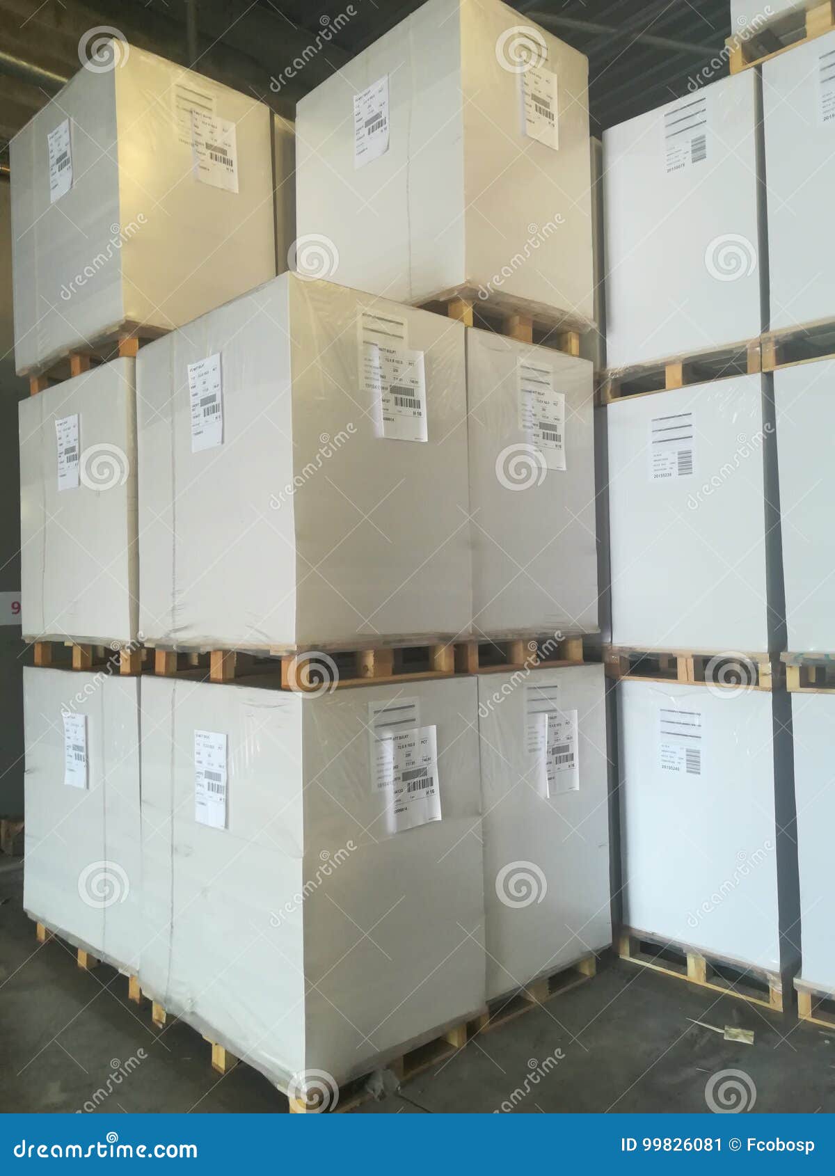 Paper Sheets Palletized at the Warehouse Editorial Photo - Image of ...