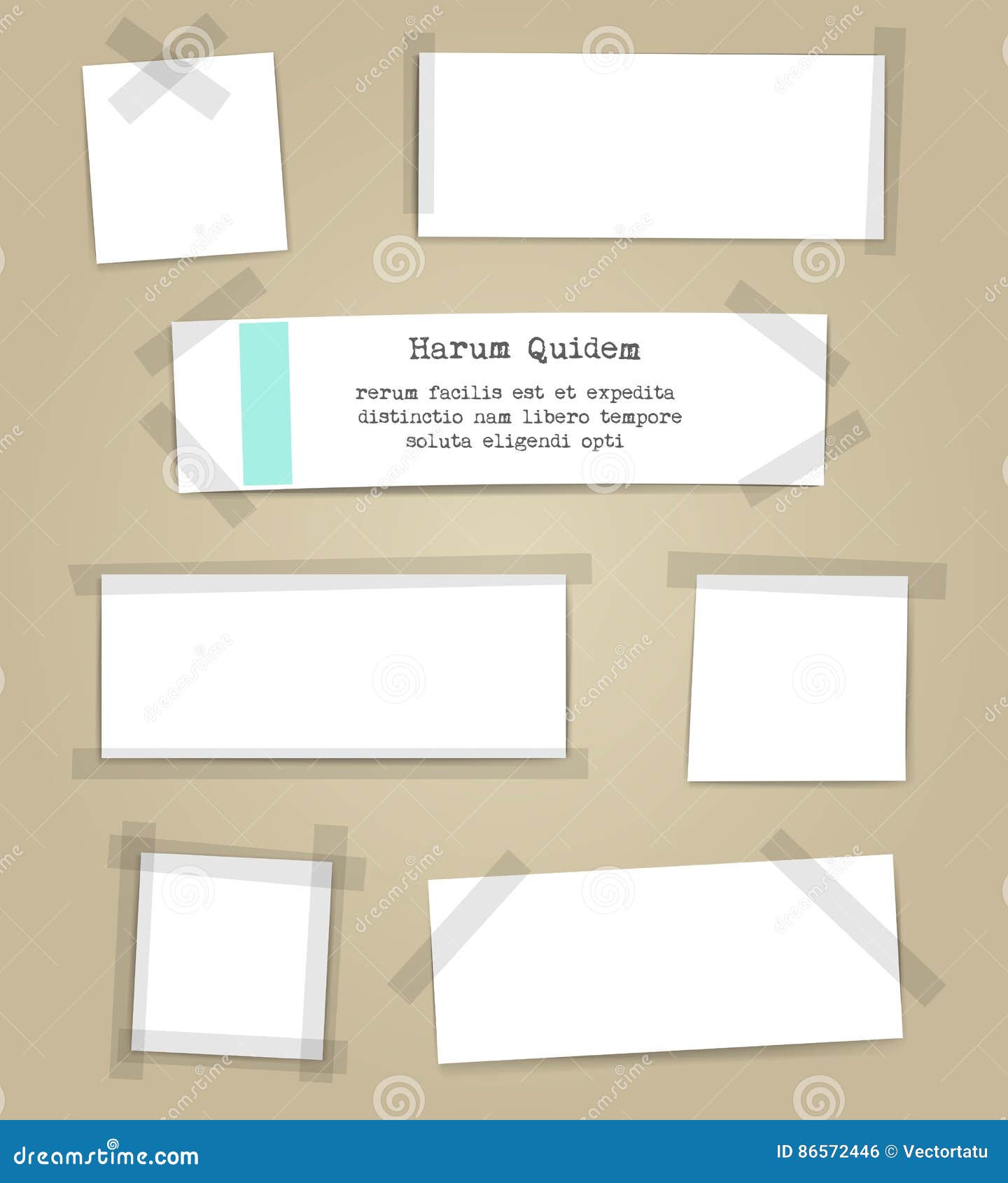 Paper Sheets with Scotch Tape Pieces Stock Vector - Illustration of ...