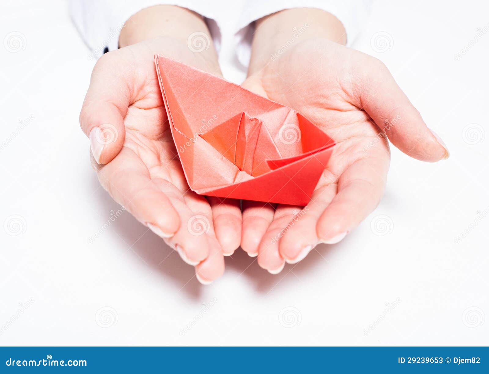 Paper Ship in a Female Hands Stock Image - Image of sail, ship: 29239653