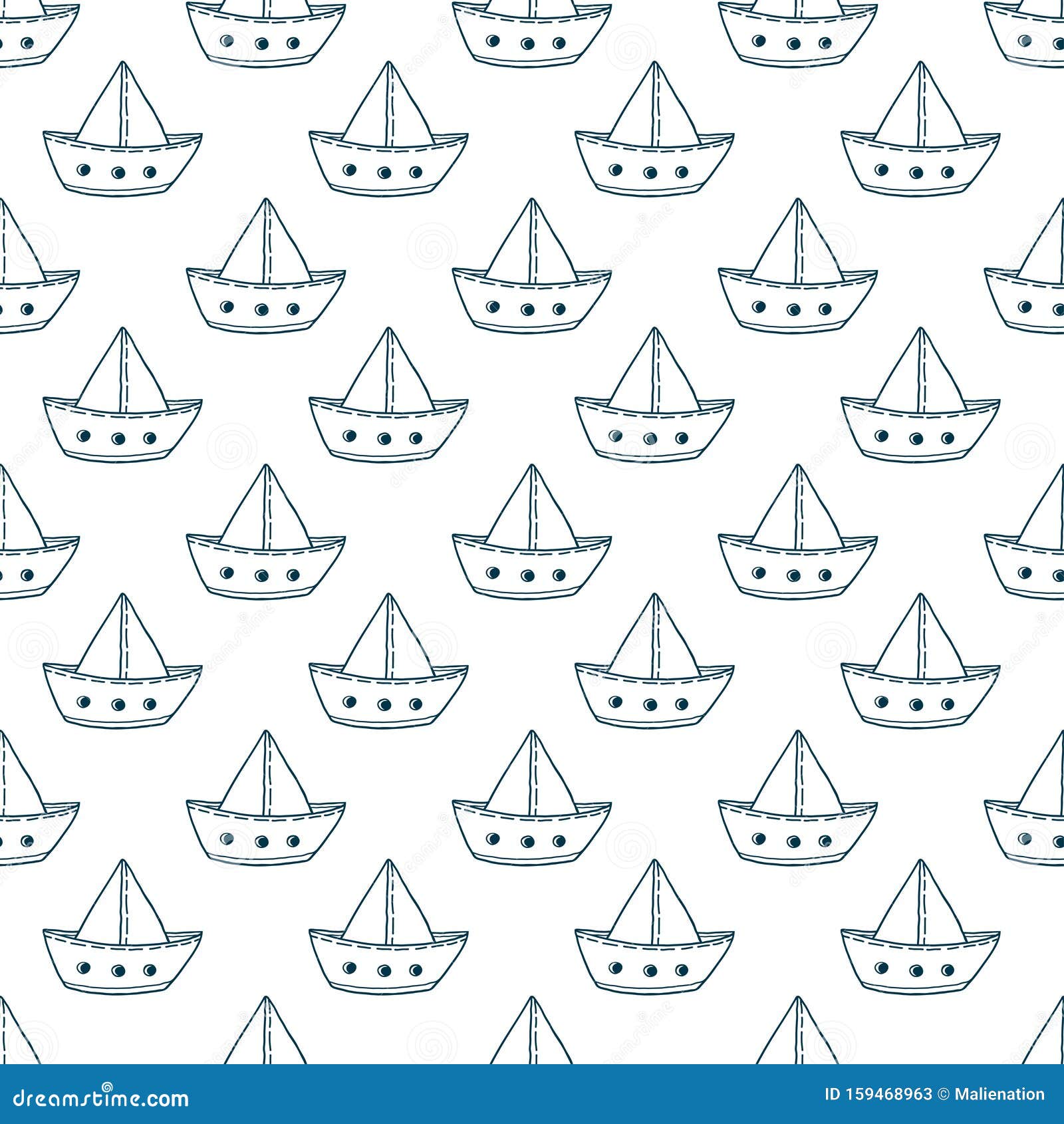 Paper Ships Seamless Pattern. Repeat Vector Background for Baby Boy ...