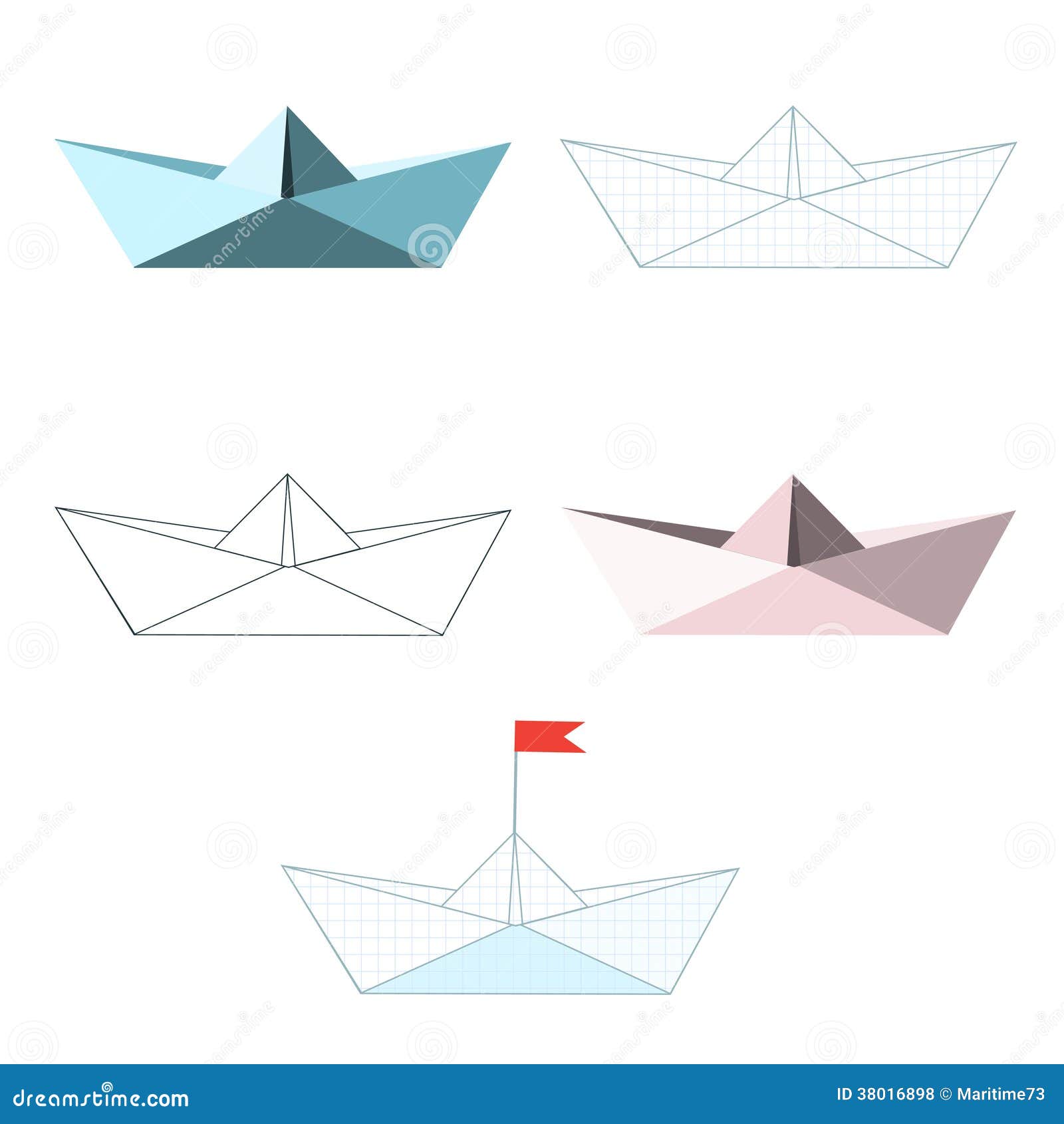 Paper Ships .Vector Set. Isolated Objects on a White Background. Stock ...