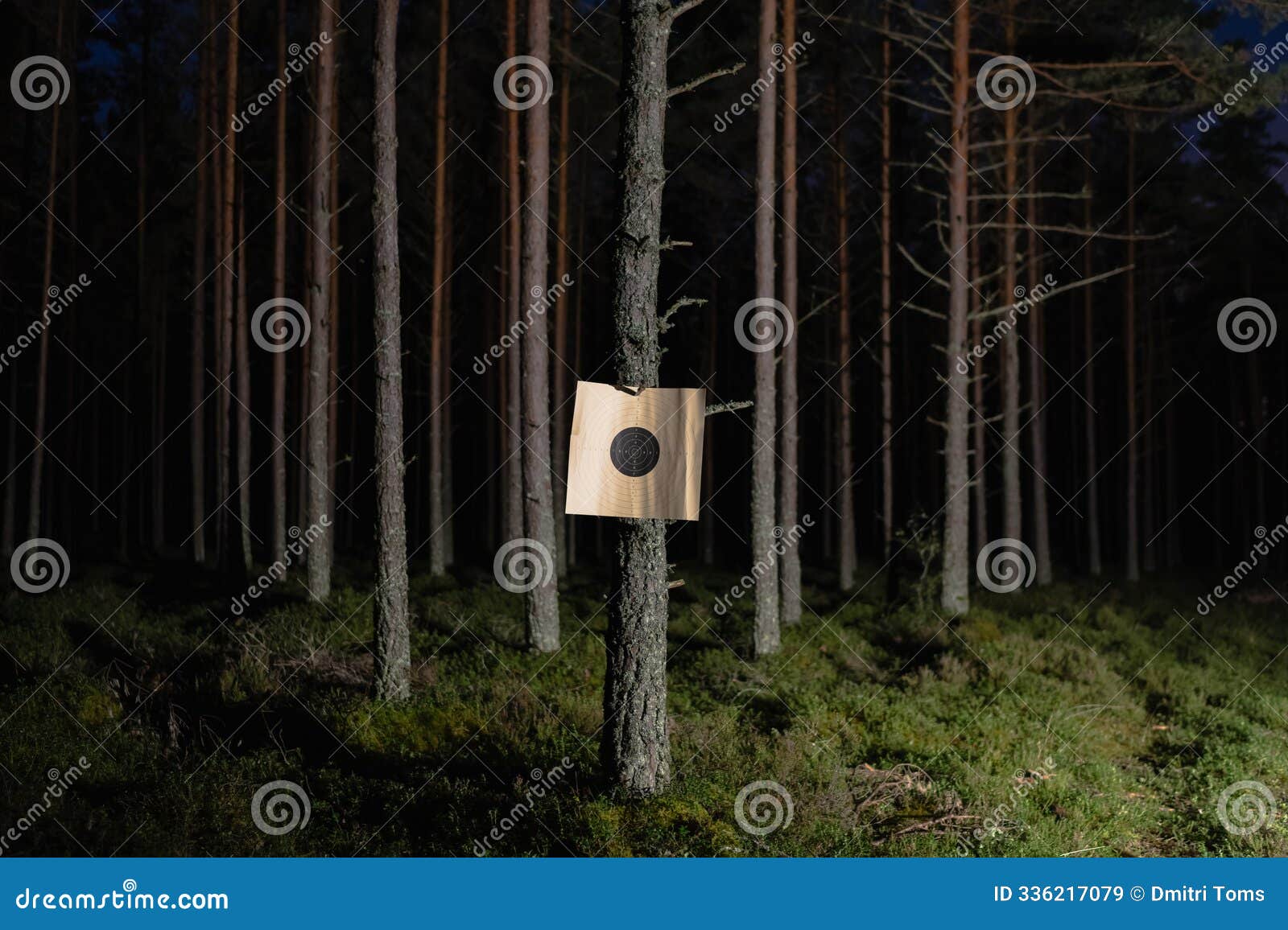 Paper Shooting Target in a Night Pine Forest Stock Image - Image of ...