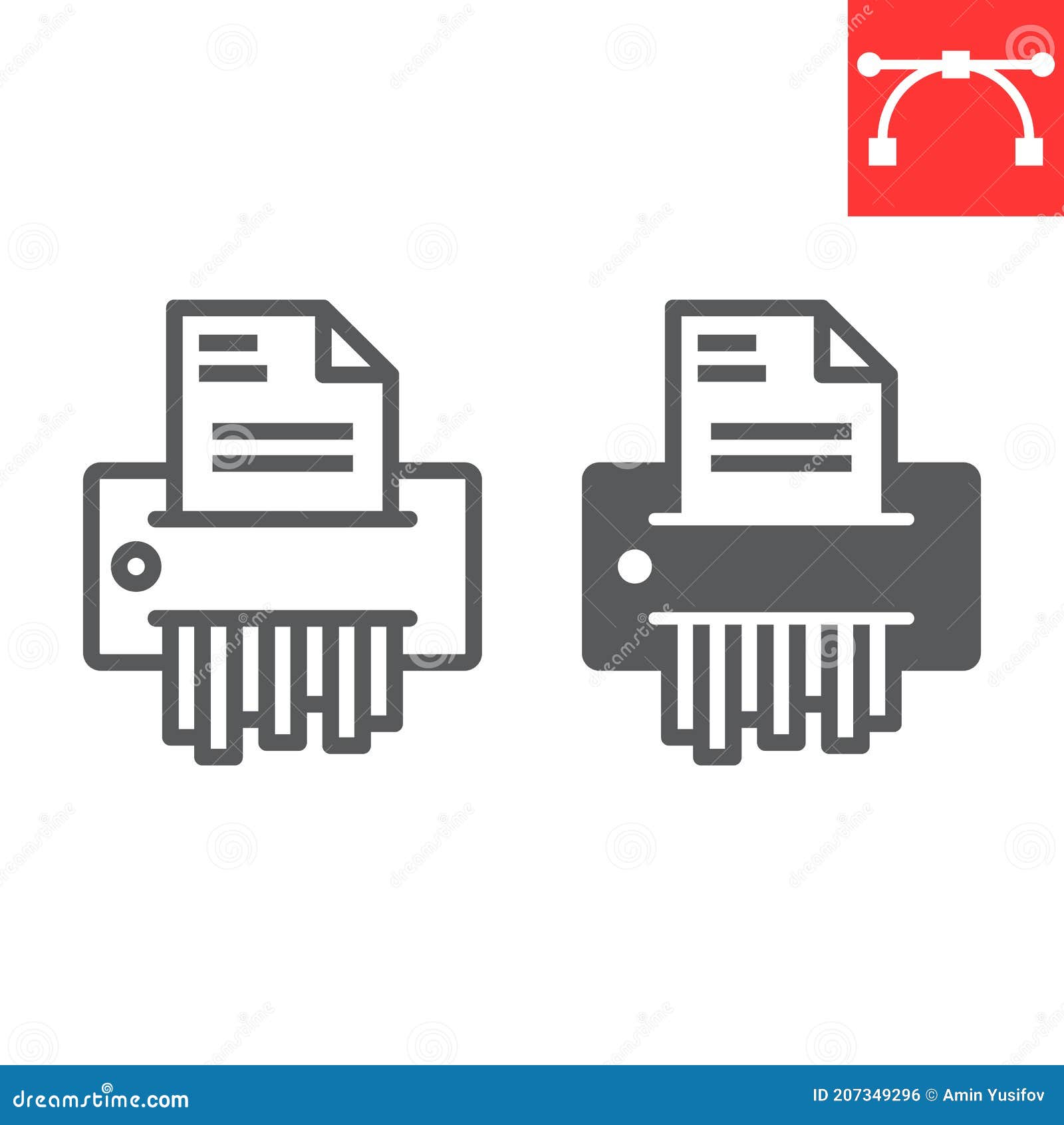 Paper Shredder Line and Glyph Icon, Security and Paperwork, Document ...