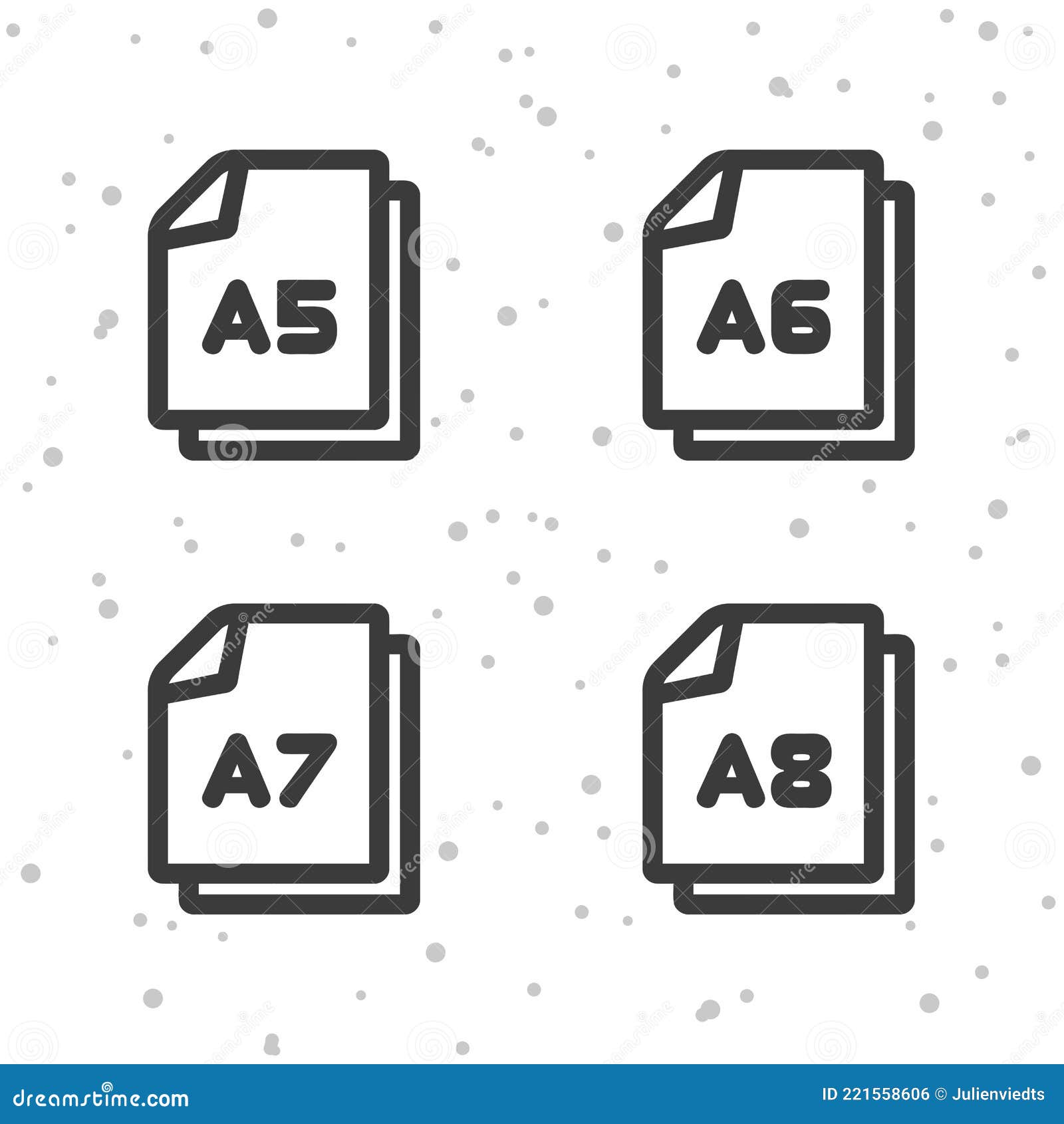 Paper Size A5 A6 A7 A8 Icons. Document Symbol Stock Illustration ...