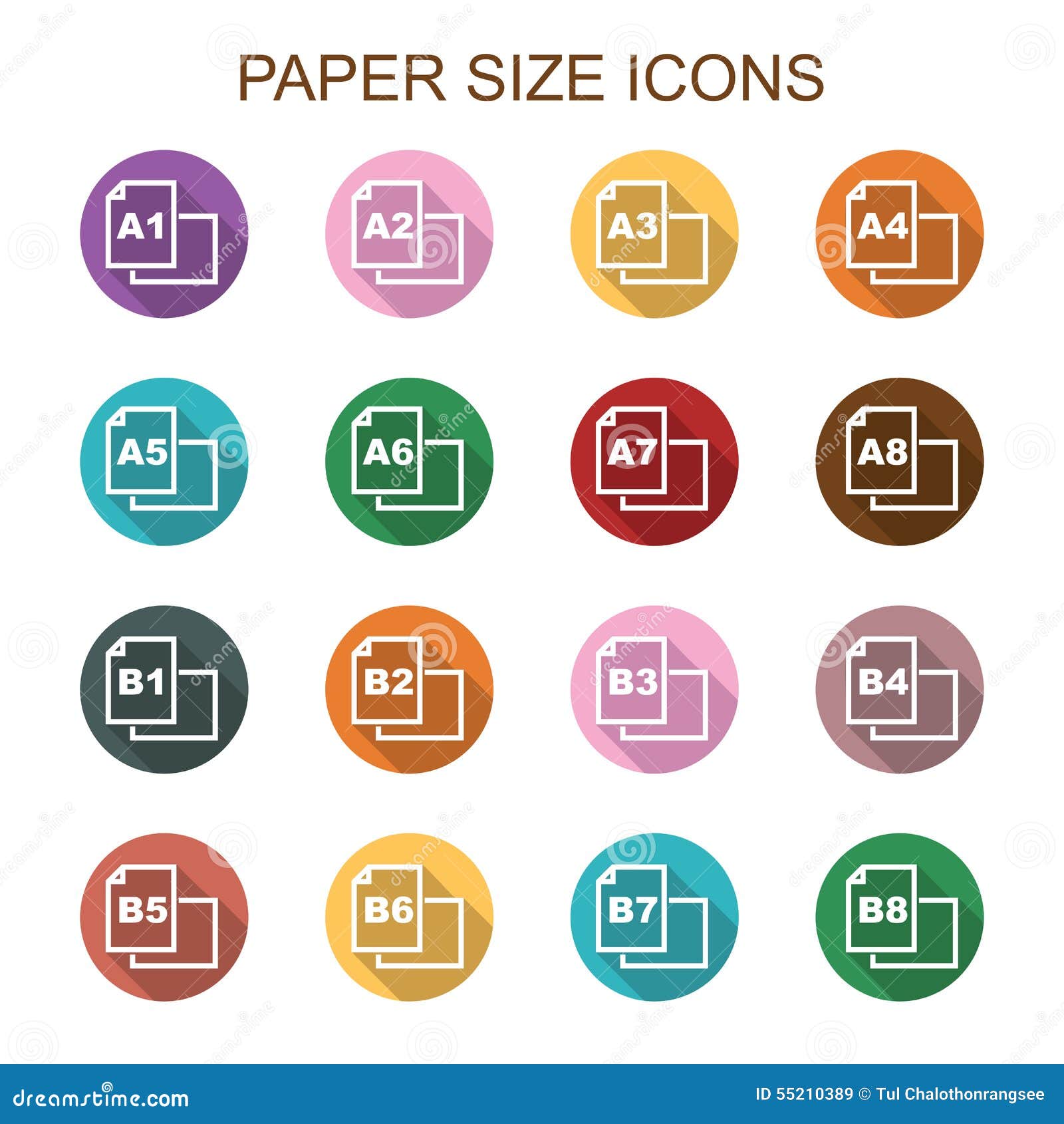 Paper Size Long Shadow Icons Stock Vector - Illustration of industry ...