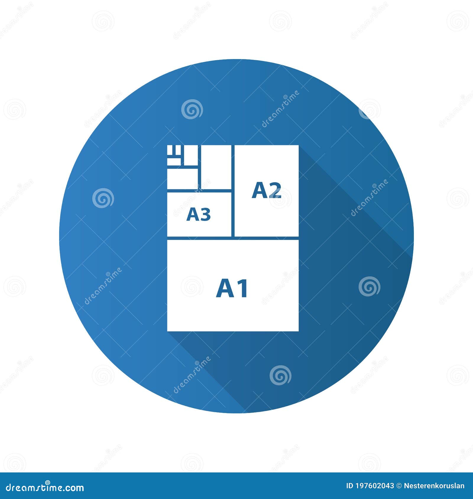 Paper Sizes Flat Design Long Shadow Glyph Icon Stock Vector ...