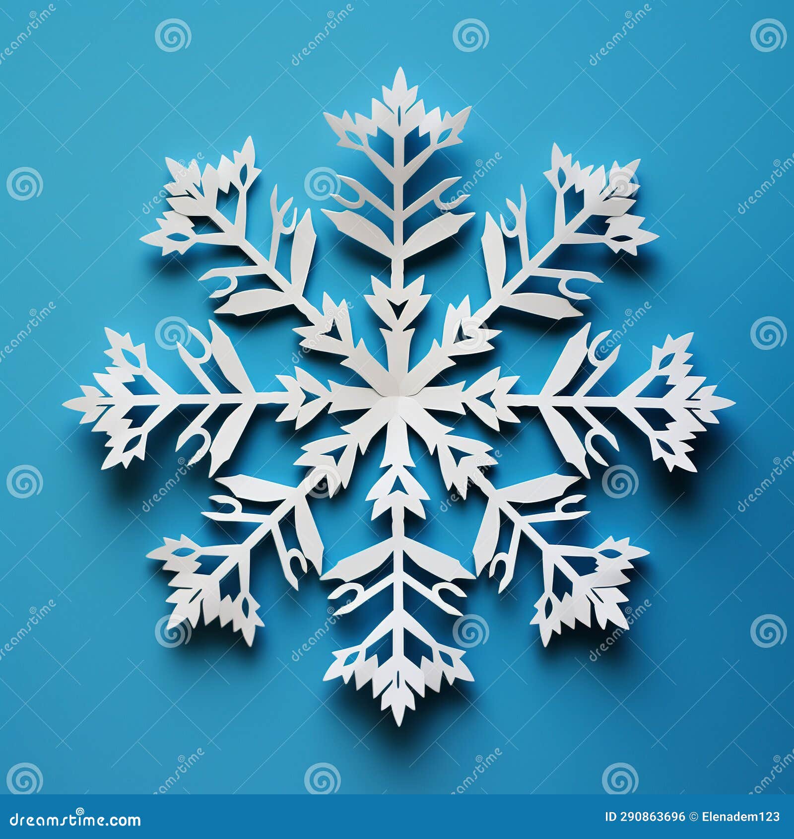 Paper Snowflake on Blue Background. Snowflakes Paper Cut Style with ...