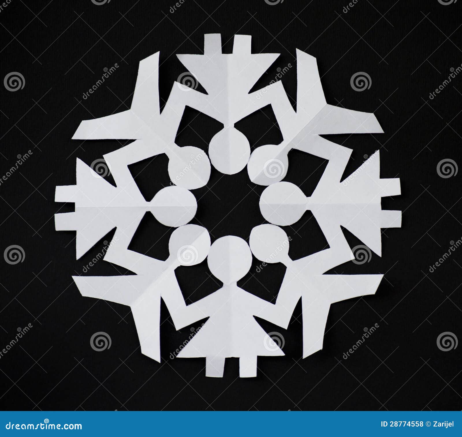 PAPER SNOWFLAKE CUT AS PEOPLE HOLDING THEIR HANDS Stock Photo - Image ...