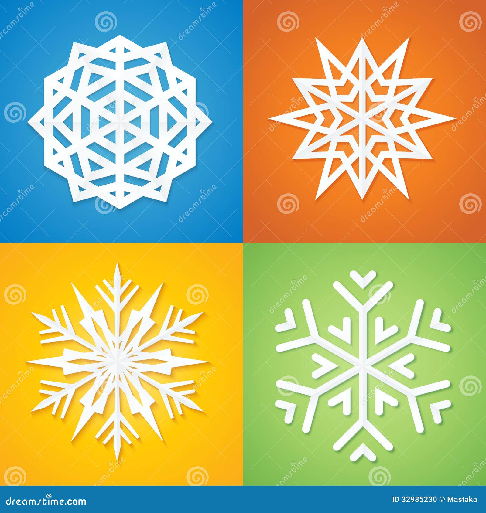 Paper Snowflakes on Colorful Background. Stock Vector - Illustration of ...