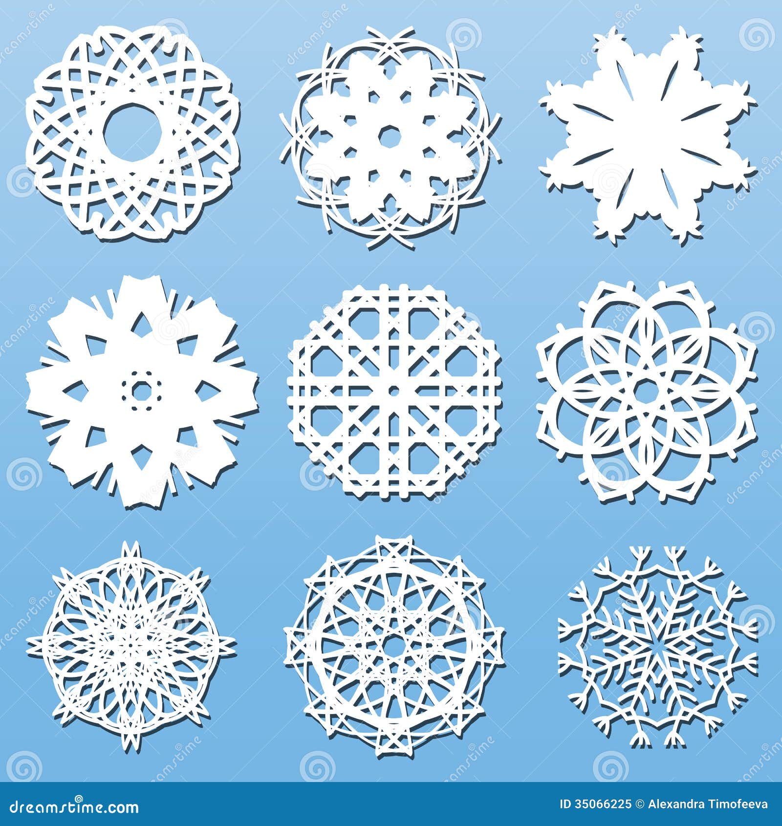 Paper Snowflakes set stock vector. Illustration of contour - 35066225