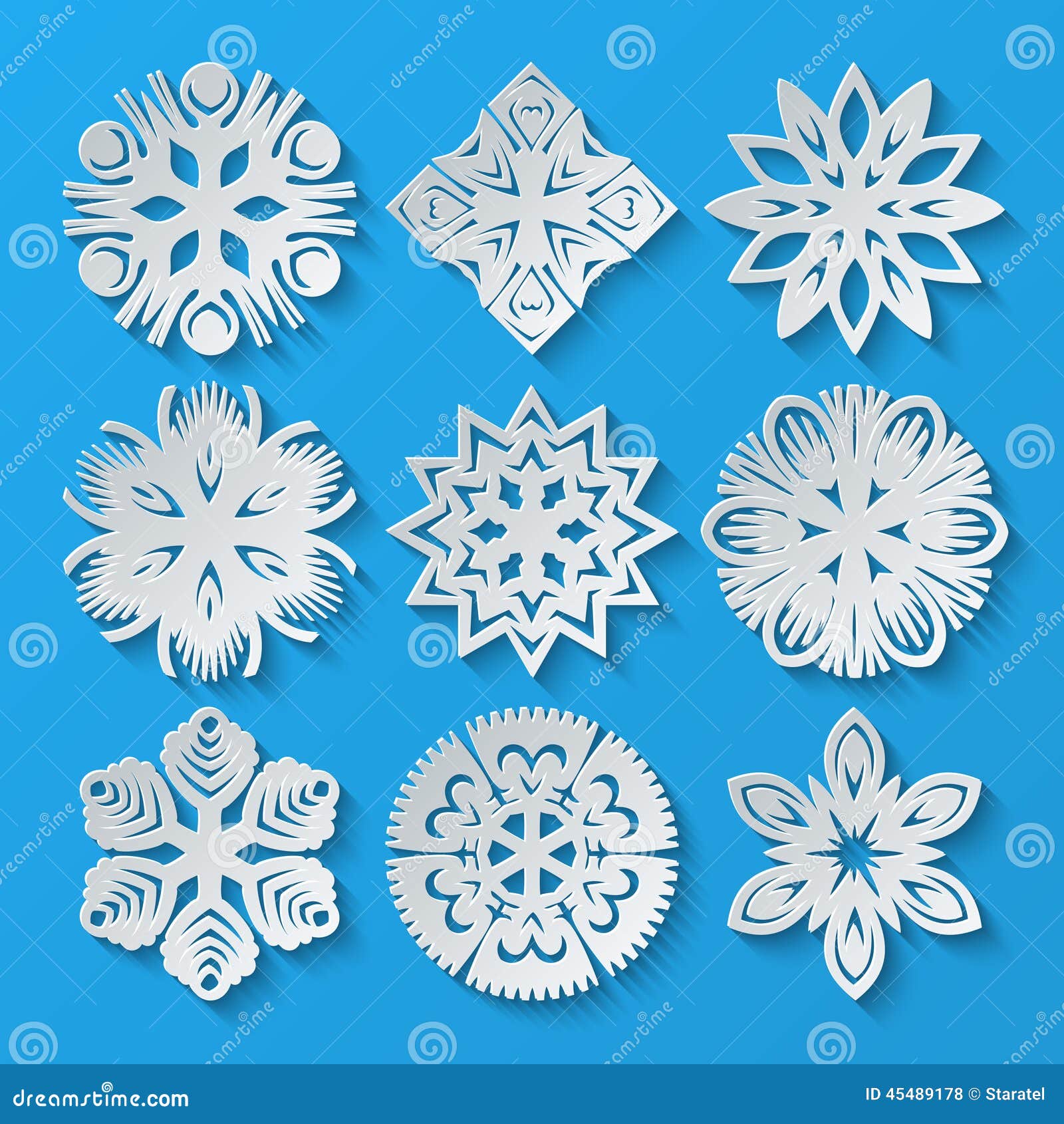 Paper snowflakes. Set 3 stock vector. Illustration of decoration - 45489178