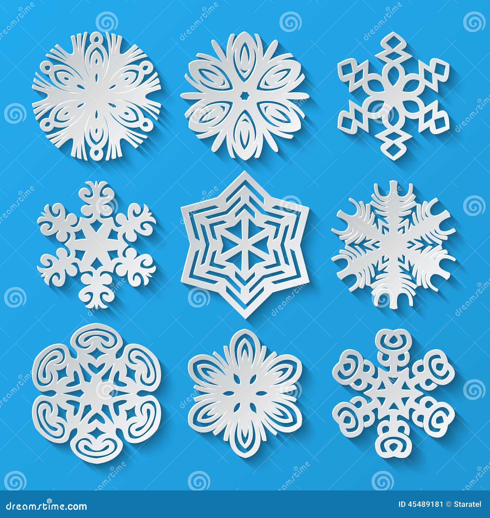 Paper snowflakes. Set 2 stock vector. Illustration of frost - 45489181