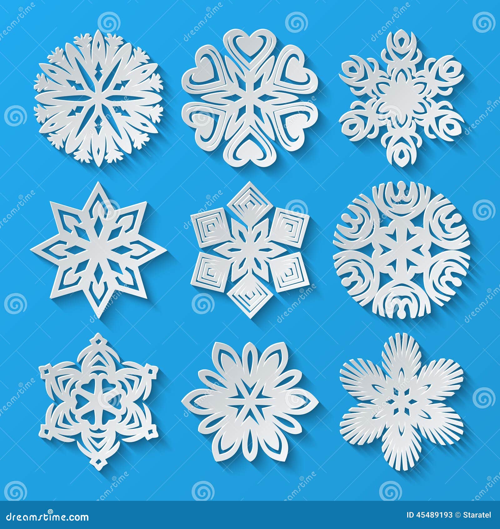 Paper snowflakes. Set 4 stock vector. Illustration of light - 45489193