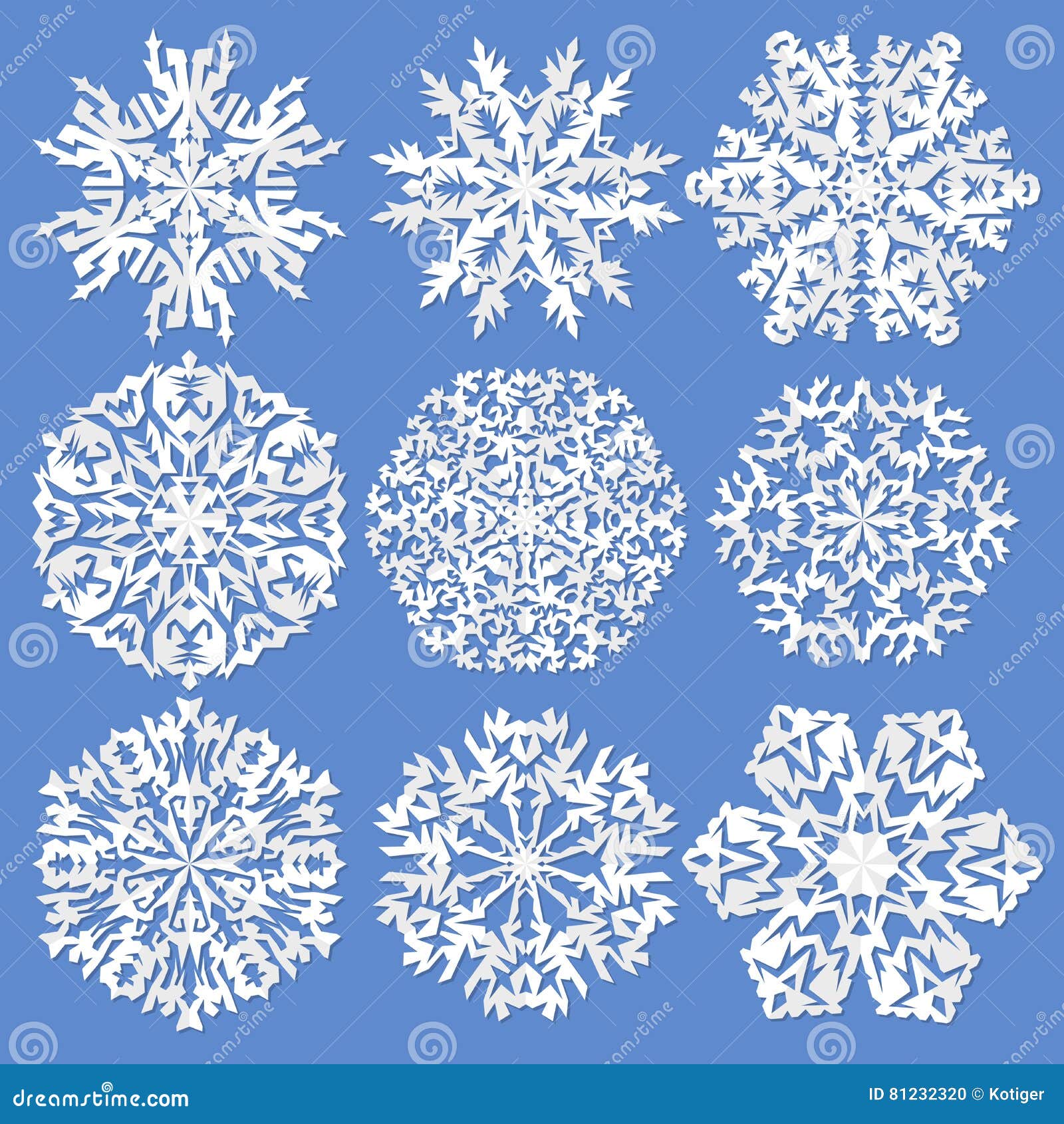 Paper Snowflakes. Set Vector Illustration Stock Vector - Illustration ...