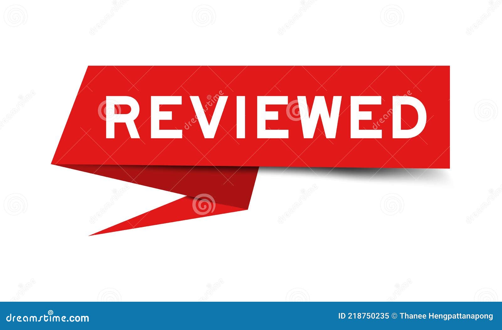 Paper Speech Banner with Word Reviewed in Red on White Background ...