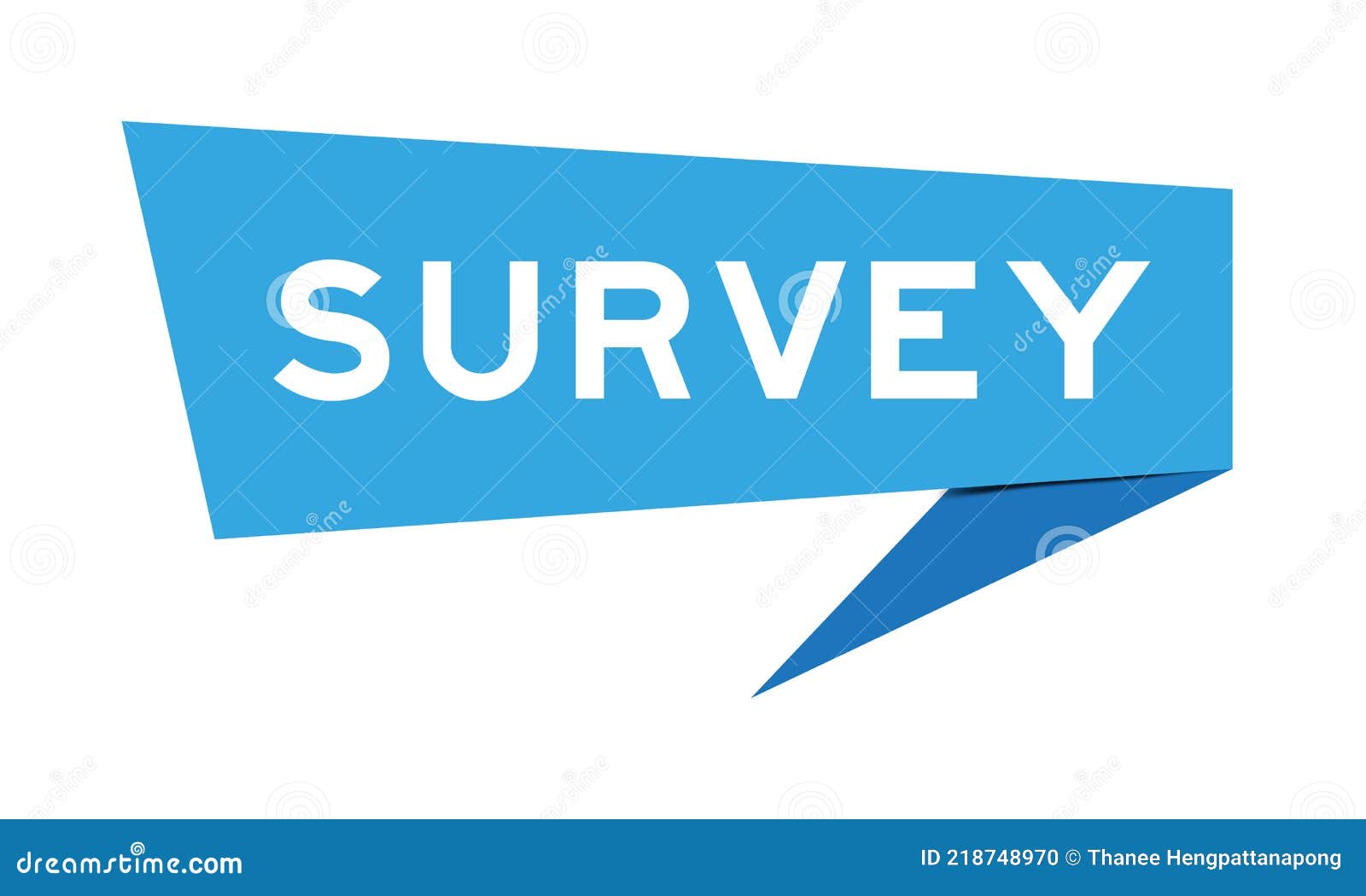 Paper Speech Banner with Word Survey in Blue on White Background Vector ...