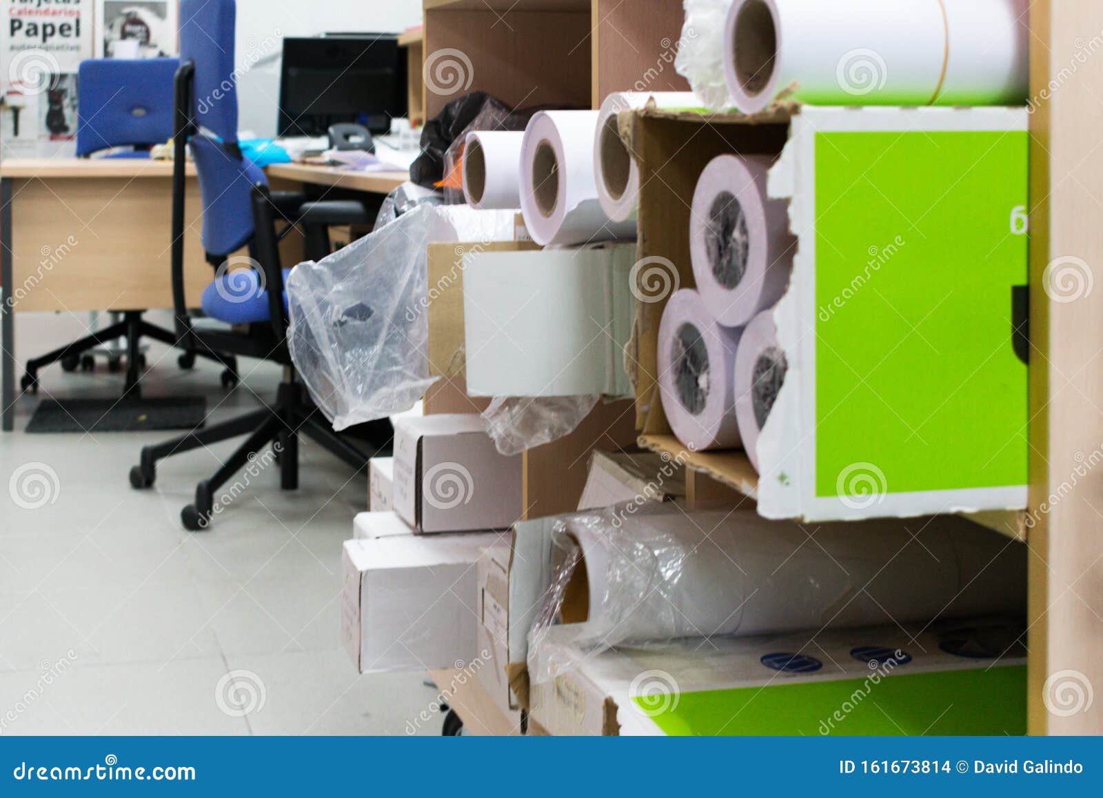 Paper Spools for Printing Plotters Stored on Shelves Stock Photo ...