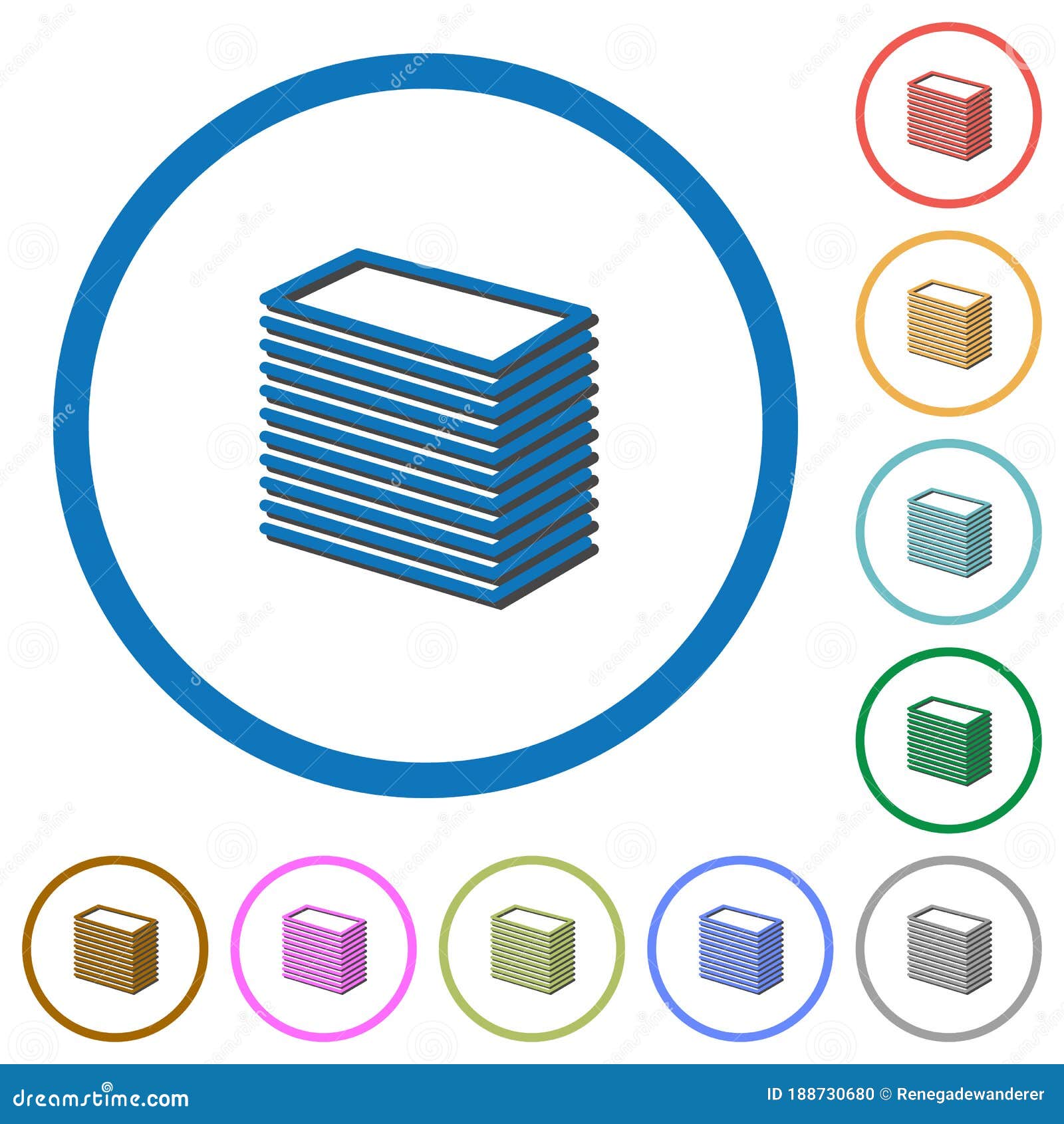Paper Stack Icons with Shadows and Outlines Stock Vector - Illustration ...