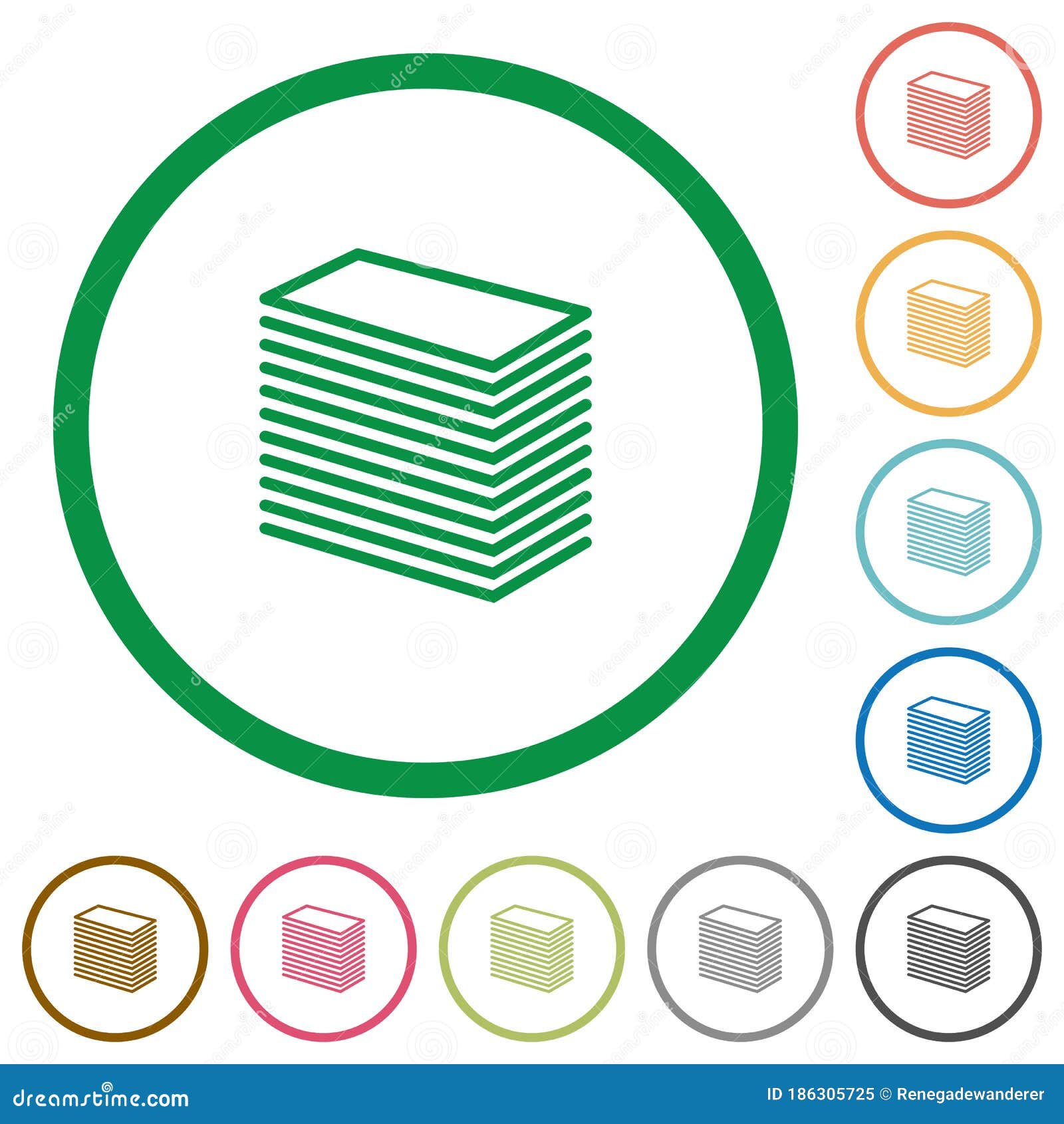 Paper Stack Outlined Flat Icons Stock Illustration - Illustration of ...