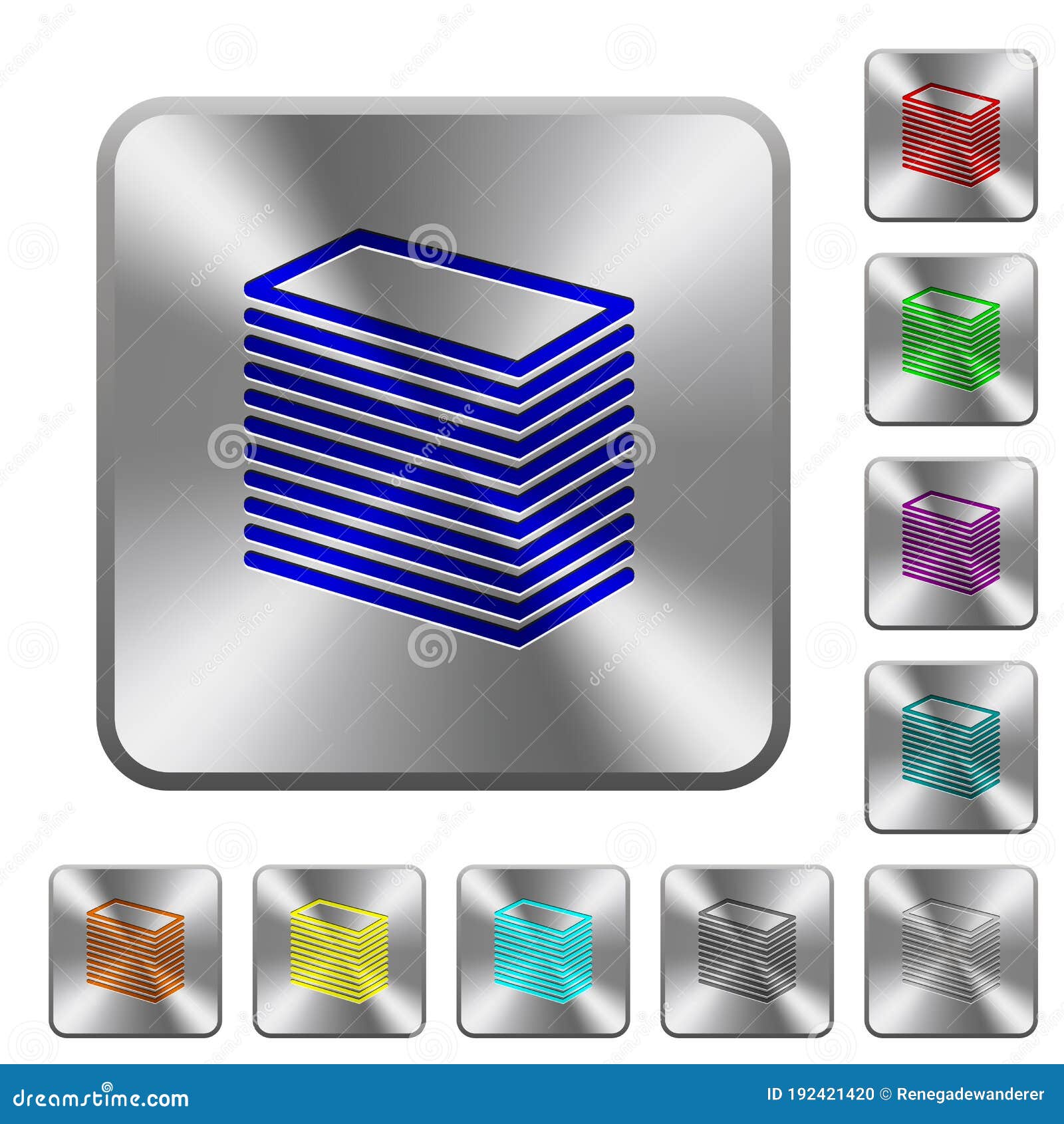 Paper Stack Rounded Square Steel Buttons Stock Vector - Illustration of ...