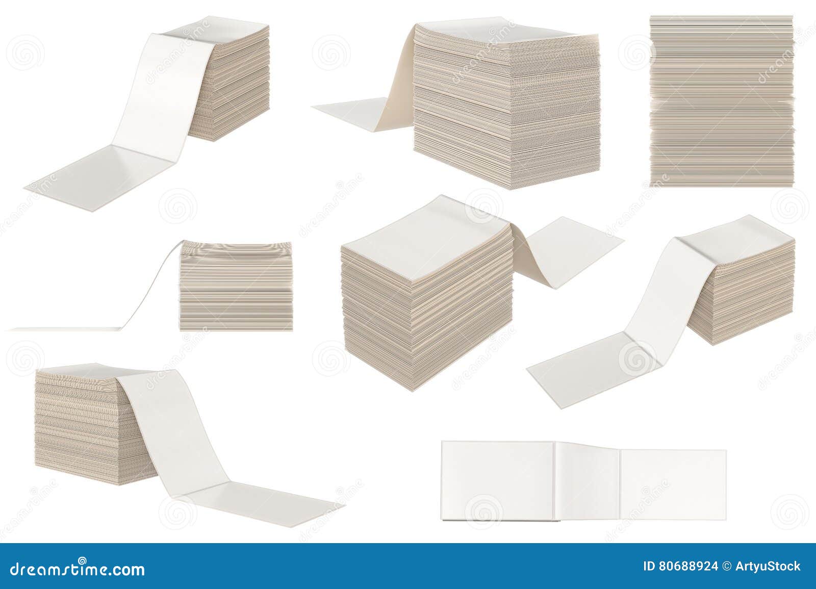 Paper stack set stock illustration. Illustration of stacked - 80688924