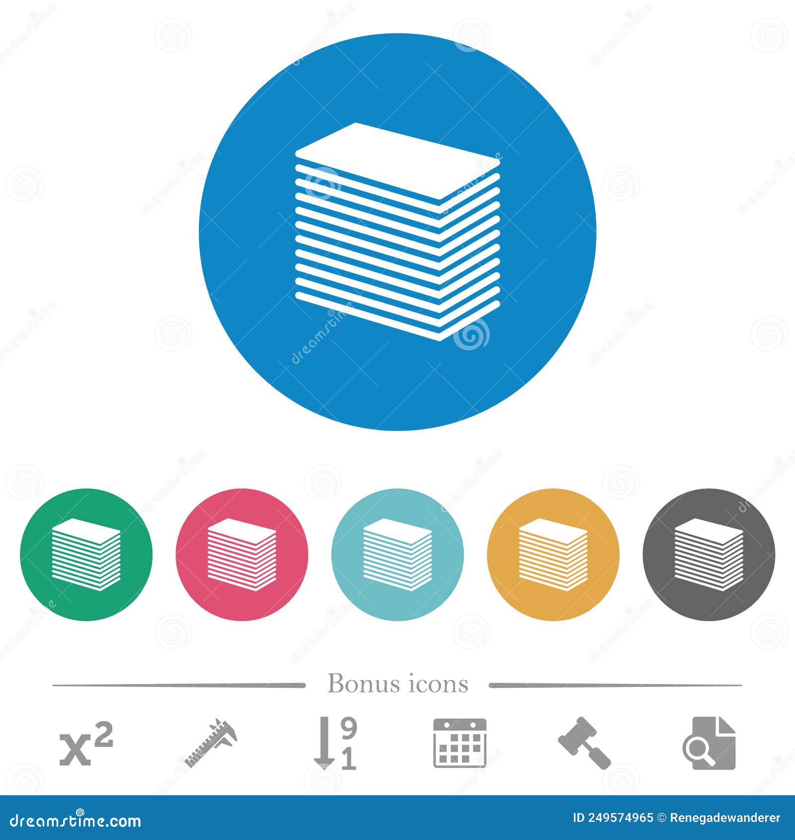 Paper Stack Solid Flat Round Icons Stock Vector - Illustration of ...