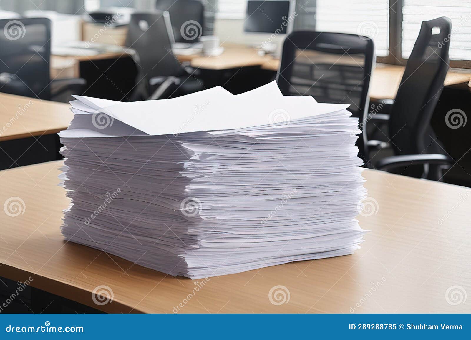 Paper Stack on Table in Officepaper Stack on Table in Officepile of ...