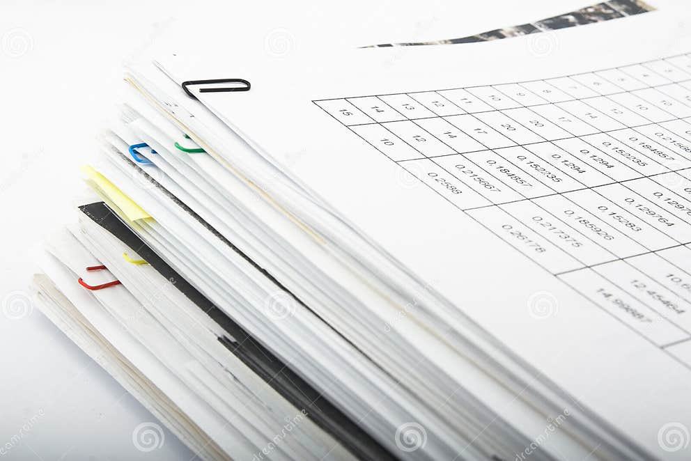 Paper Stack on White Background Stock Photo - Image of information ...