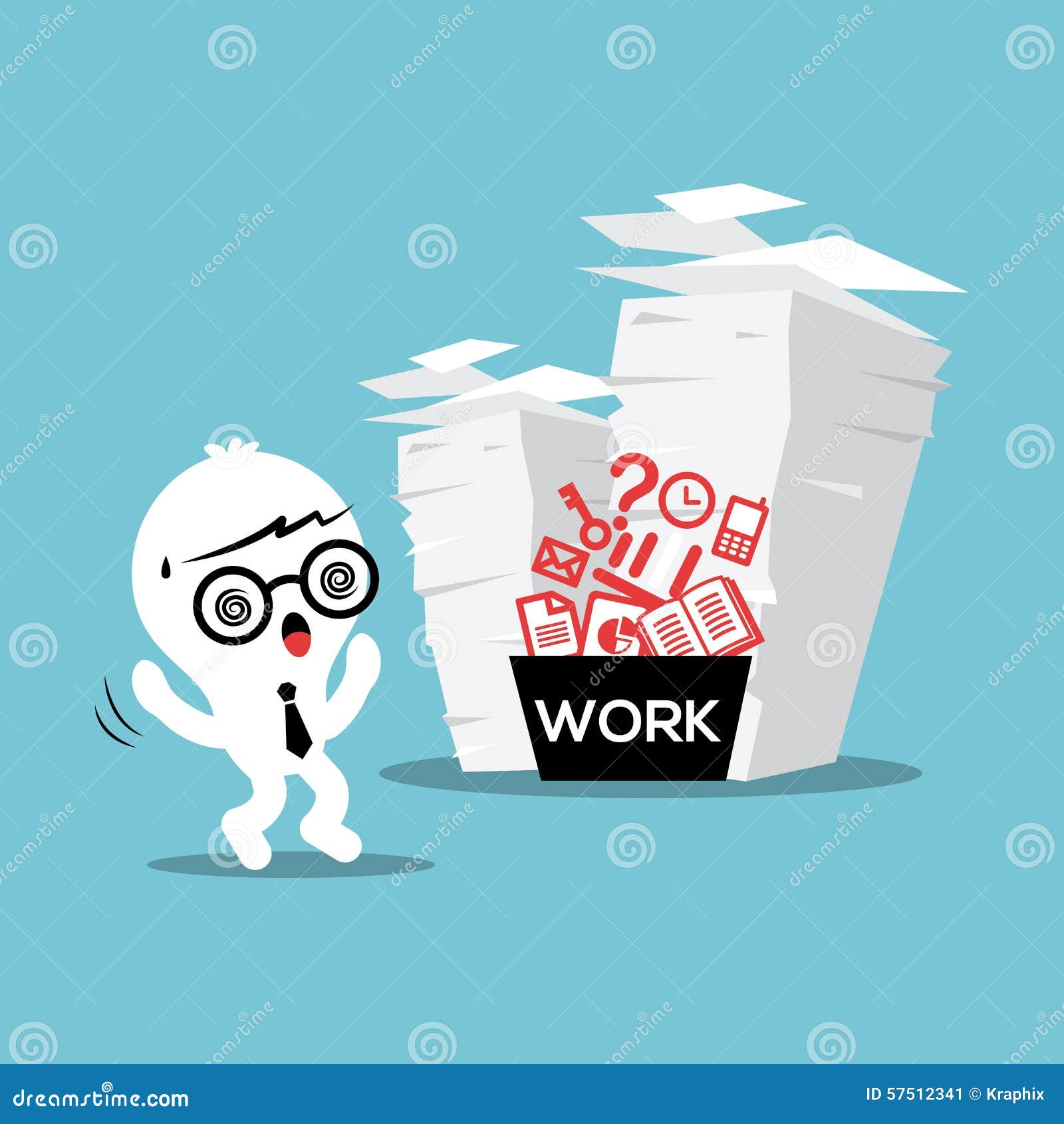 Paper Stack Work Load stock vector. Illustration of overtime - 57512341