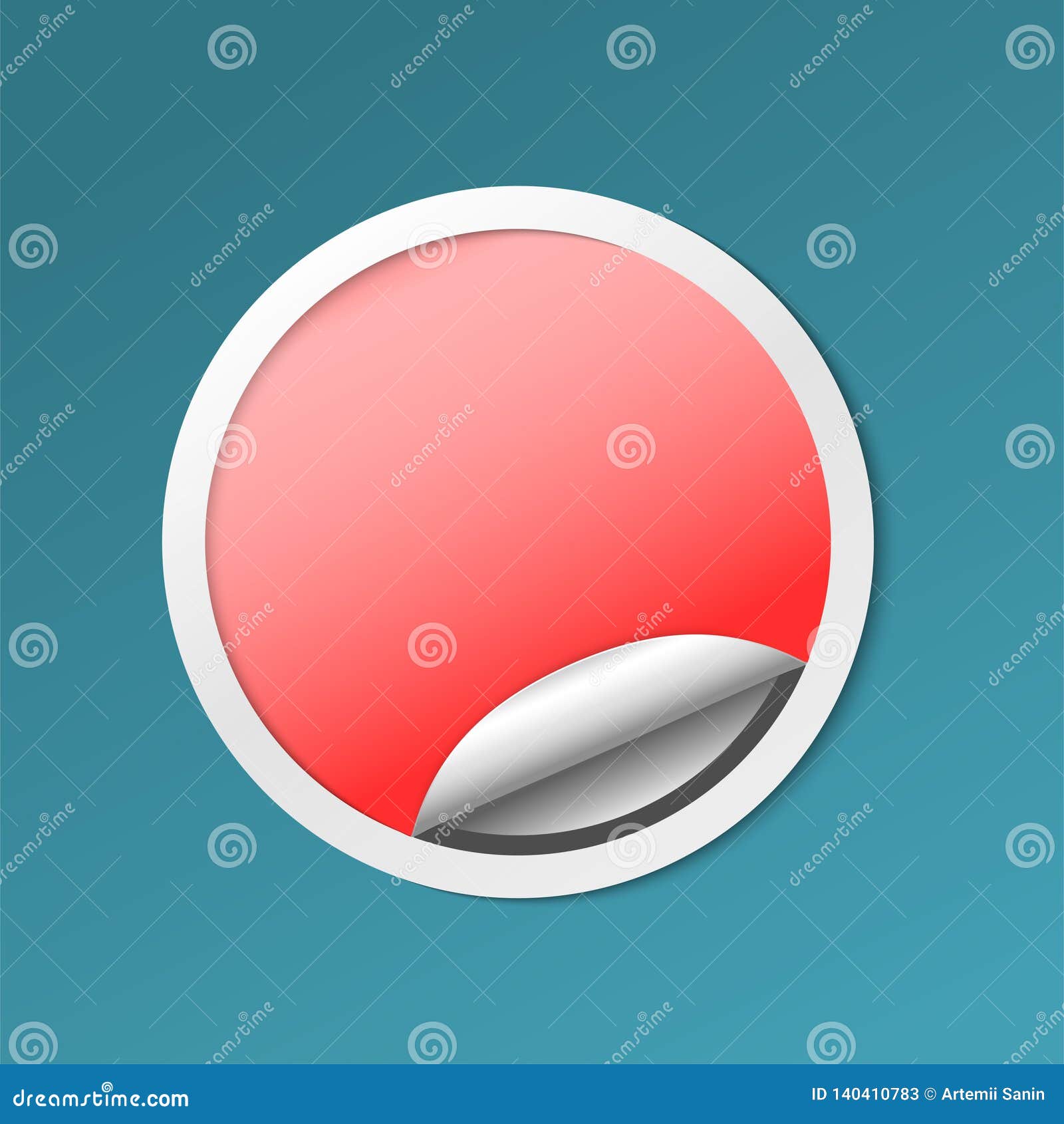 Paper Sticker with Peel Off Corner. Vector Blue Blank Banner or Circle ...
