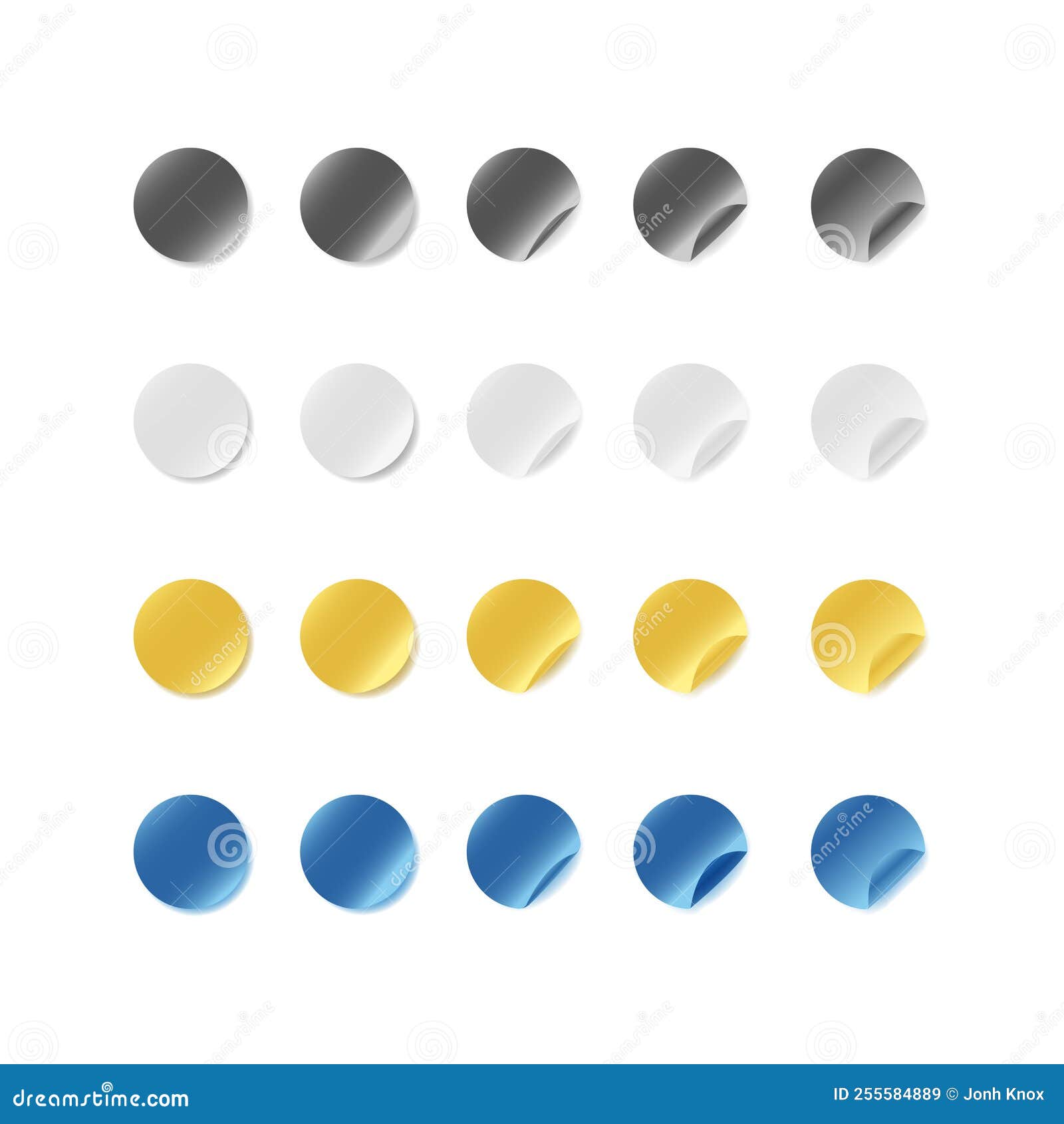 Paper Sticker. Realistic Vector Set of Round Stickers in Four Rows ...