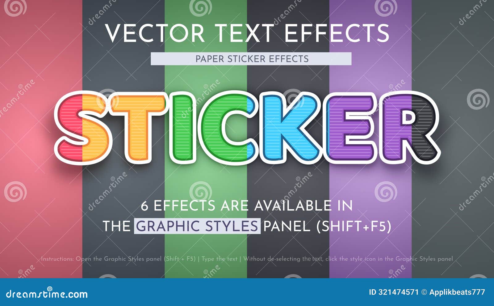 6 Paper Sticker Vector Text Effects Stock Vector - Illustration of ...