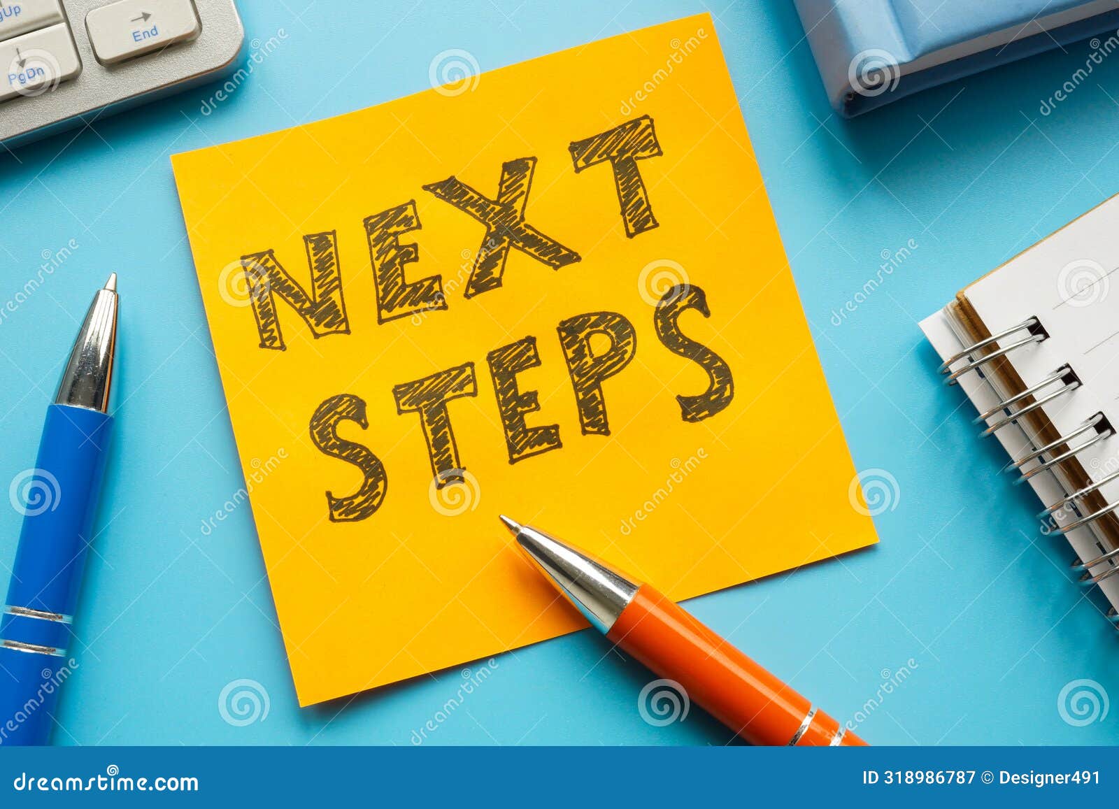Paper Sticker with Words Next Steps As Planning Concept. Stock Image ...