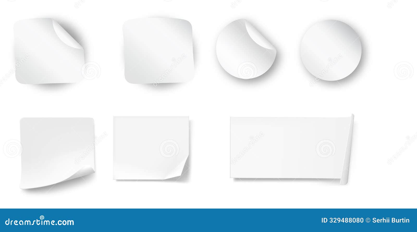 Paper Stickers, Circle and Square with Rounded Edges, Adhesive. White ...