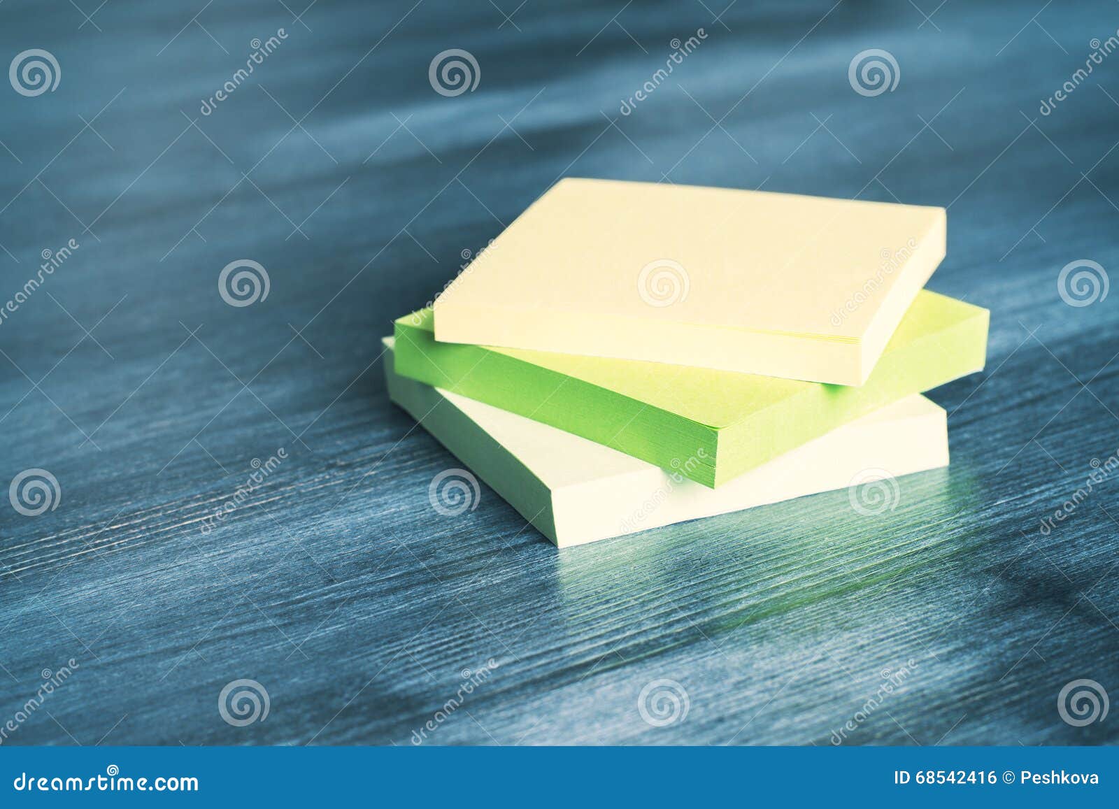 Paper Stickers on Wooden Desktop Stock Photo - Image of page, adhesive ...