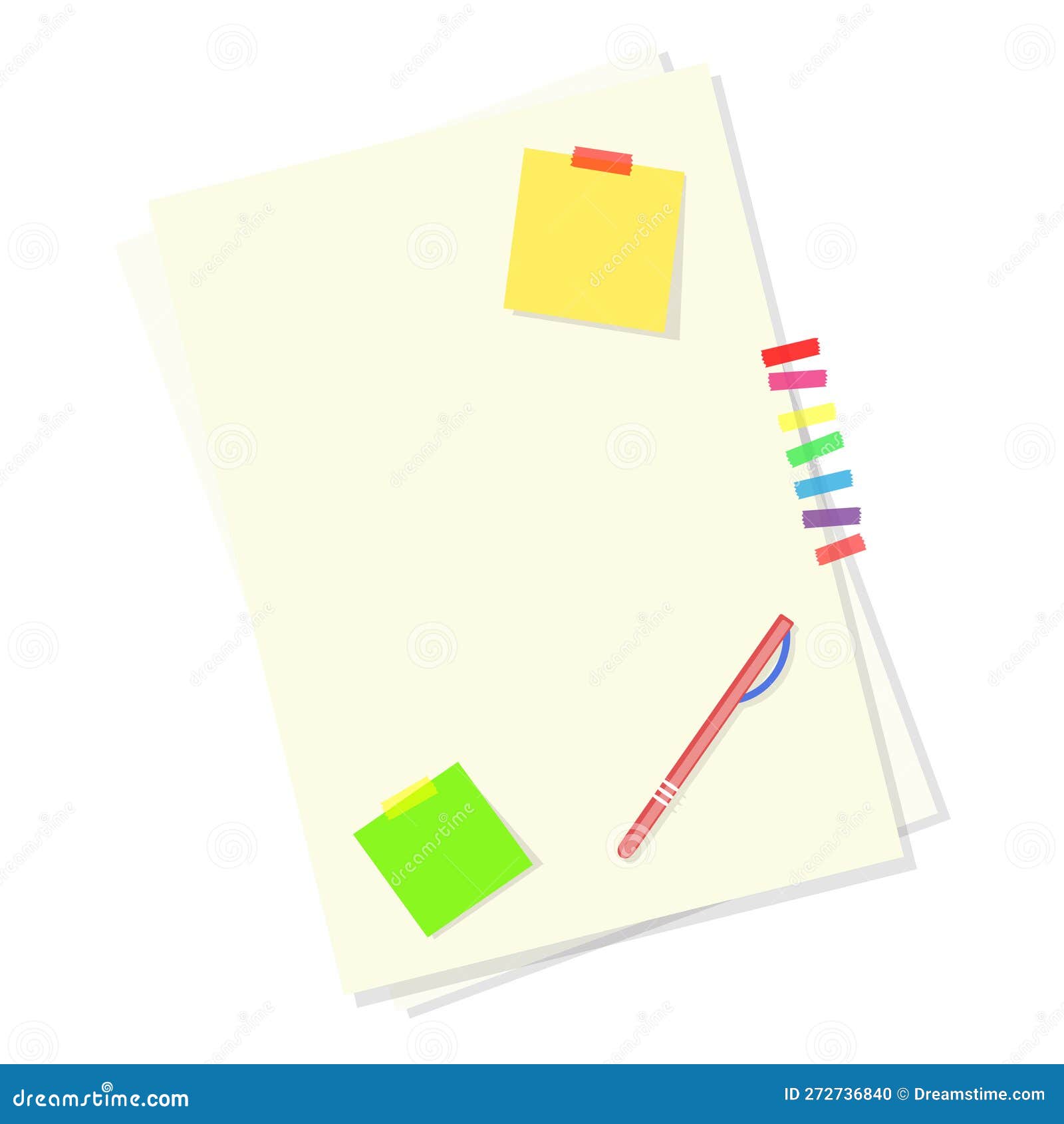 Paper sticky notes pen stock vector. Illustration of document - 272736840