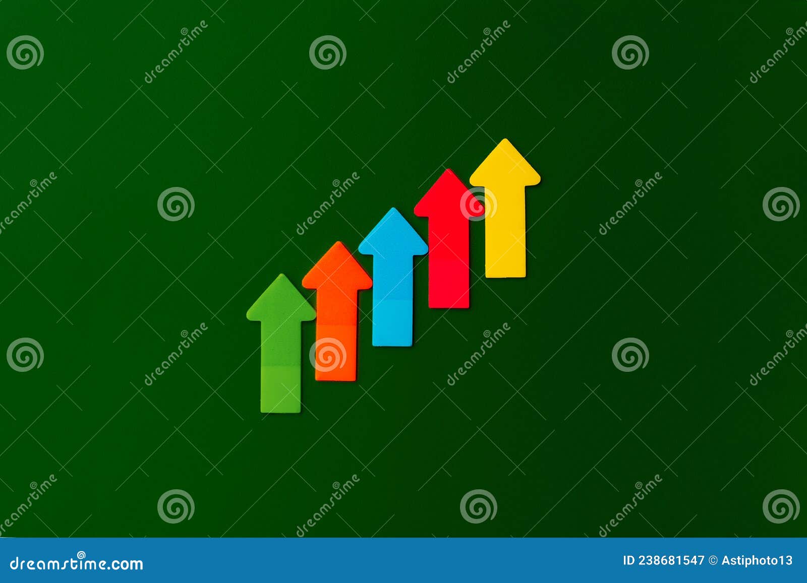 Paper Sticky Notes in Shape of Arrow Pointing Up on Green Background ...