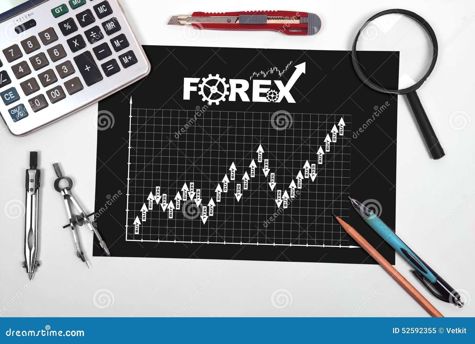 Paper with stock chart stock image. Image of business - 52592355