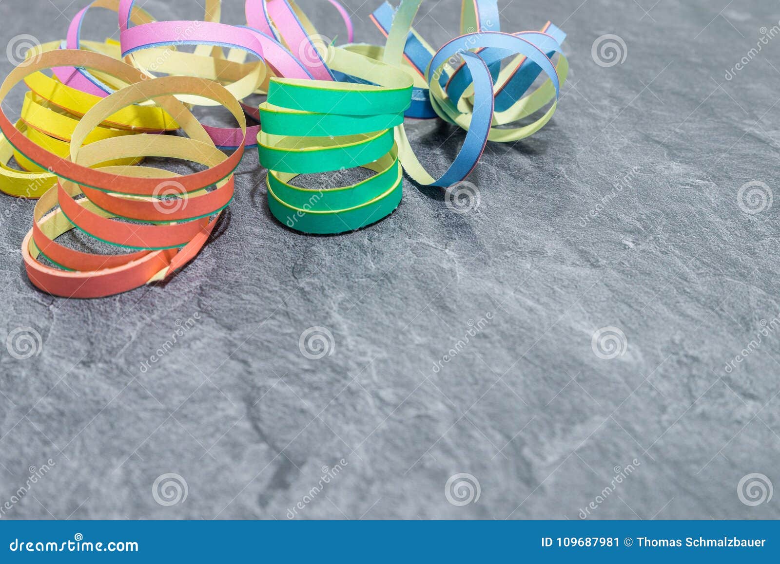 Paper Streamer As Carnival Decoration on a Slate Stock Image - Image of ...