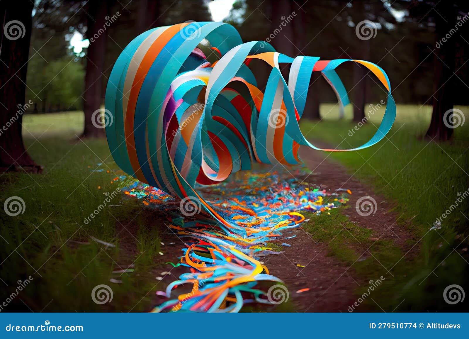 Paper Streamer Being Released from Its Roll, Floating Down To the ...