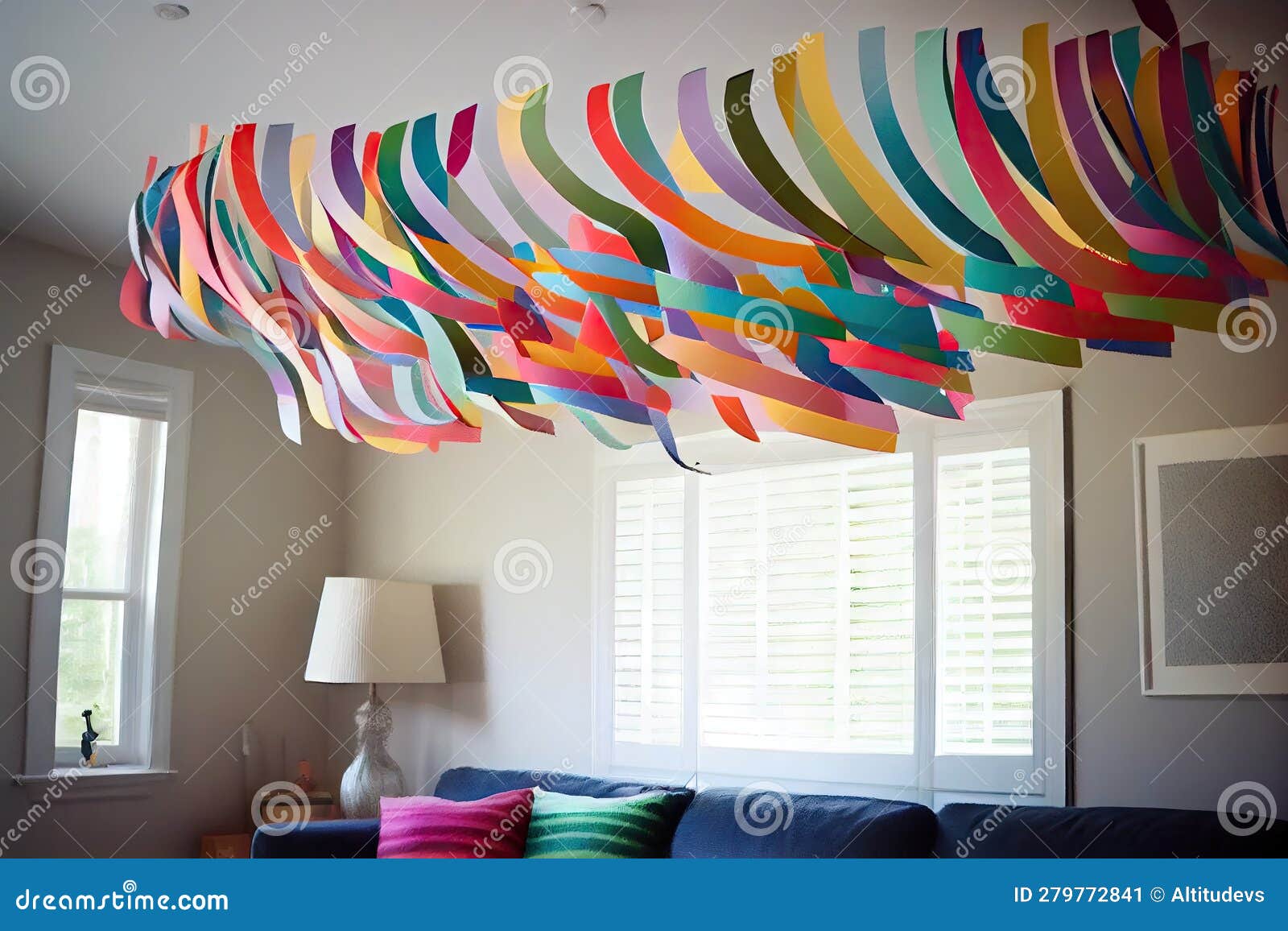 Paper Streamer Hanging from the Ceiling, Adding a Festive Touch To Any ...