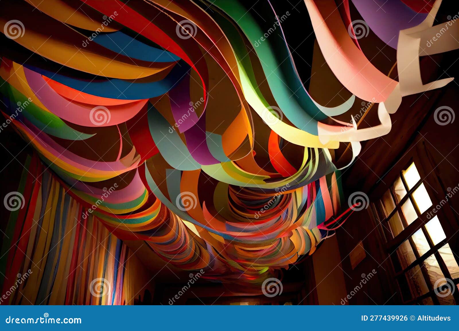 Paper Streamer Hanging from the Ceiling, Creating a Whimsical and ...