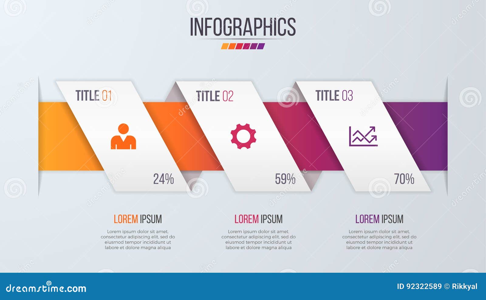 Paper Style Infographic Timeline Design Template with 3 Steps. Stock ...