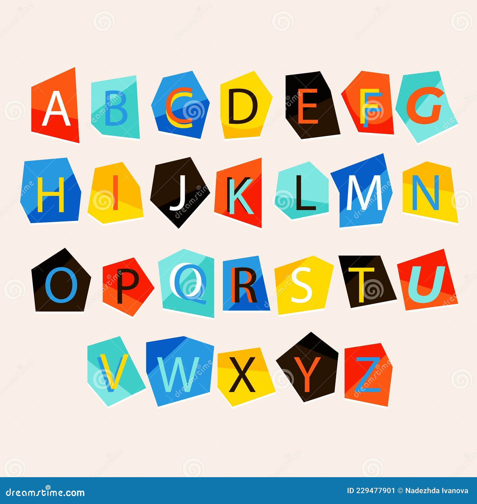 Paper Style Ransom Note Letter Set Vector Illustration. Stock Vector ...