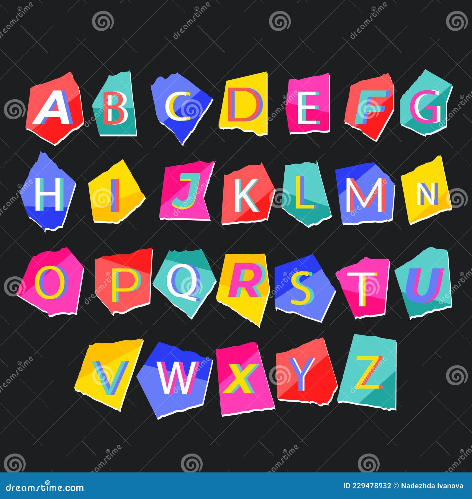 Paper Style Ransom Note Letter Set Vector Illustration. Stock Vector ...