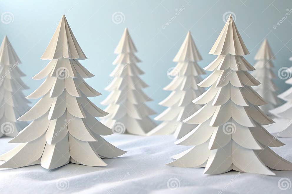 Paper Style Three-dimensional White Trees - Generated Using Ai Stock ...