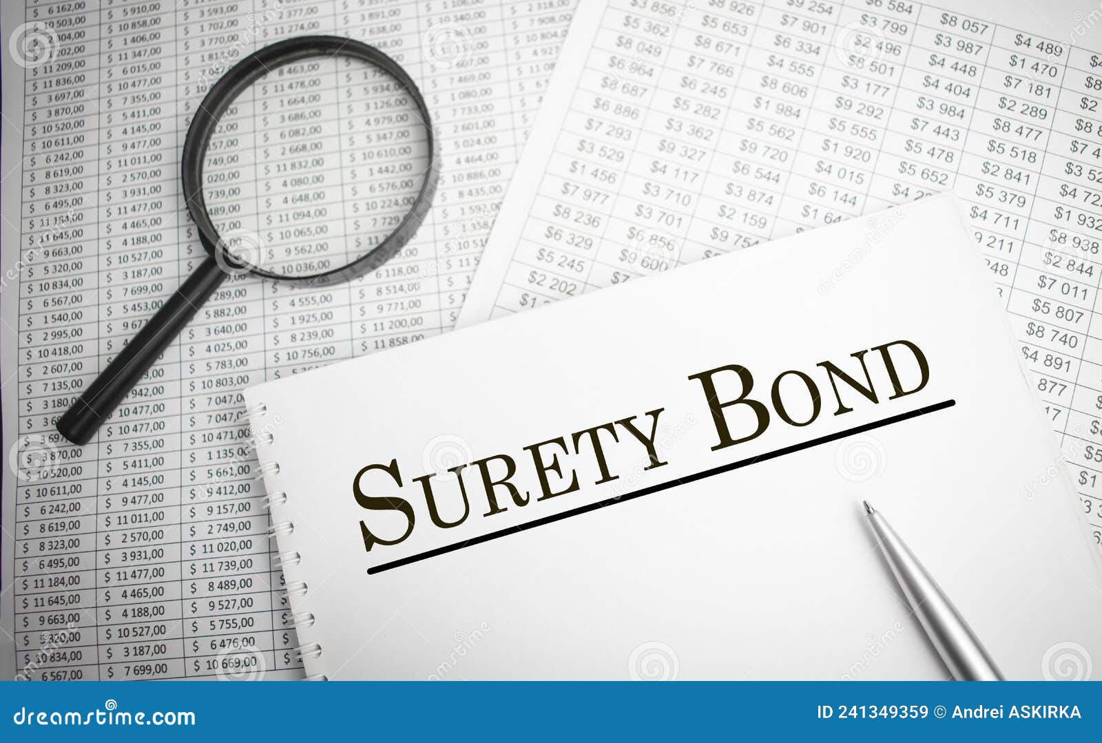 Paper with Surety Bond on a Table. Concept Stock Image - Image of ...