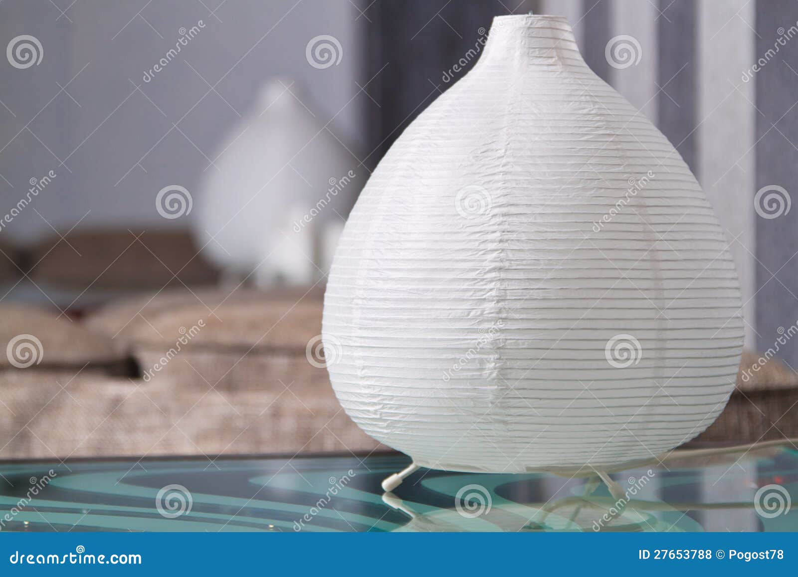 Paper Table Lamp on the Table Stock Photo - Image of illuminate ...
